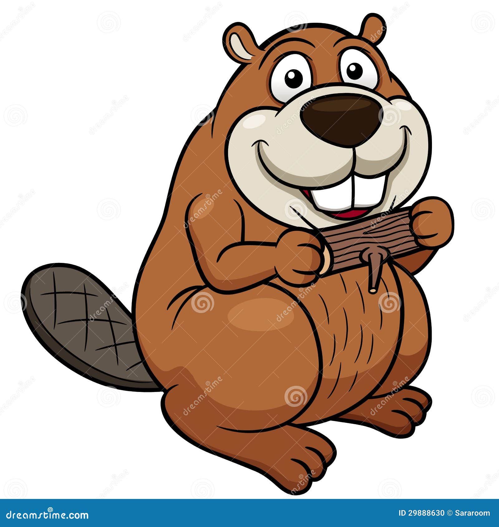 Castor De La Historieta Con Una Madera Ilustración del Vector ...