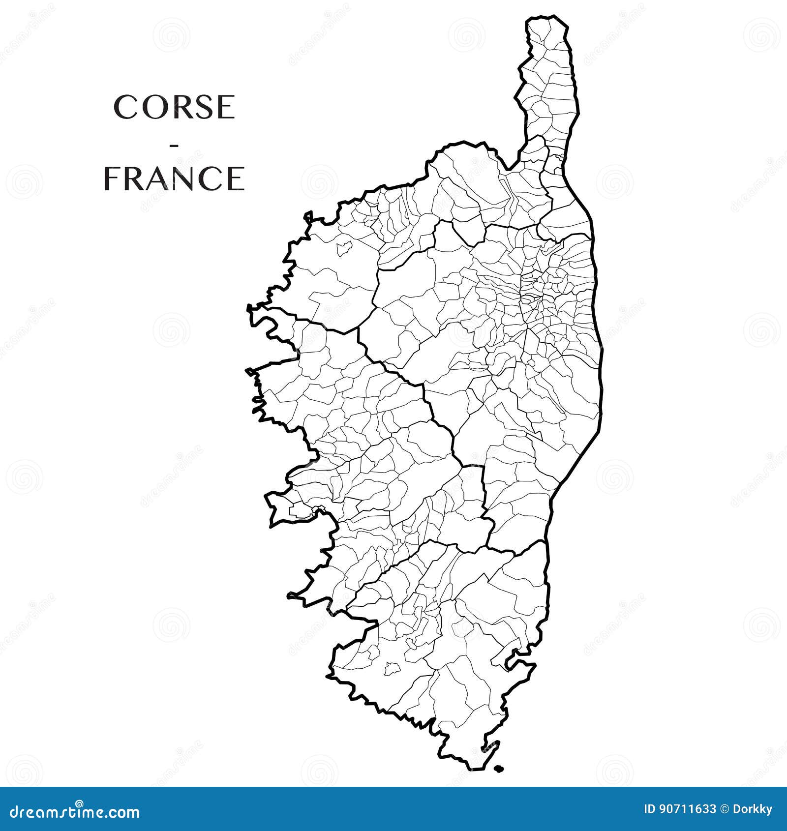 Vector El Mapa De La Región Córcega, Francia Ilustración del Vector ...