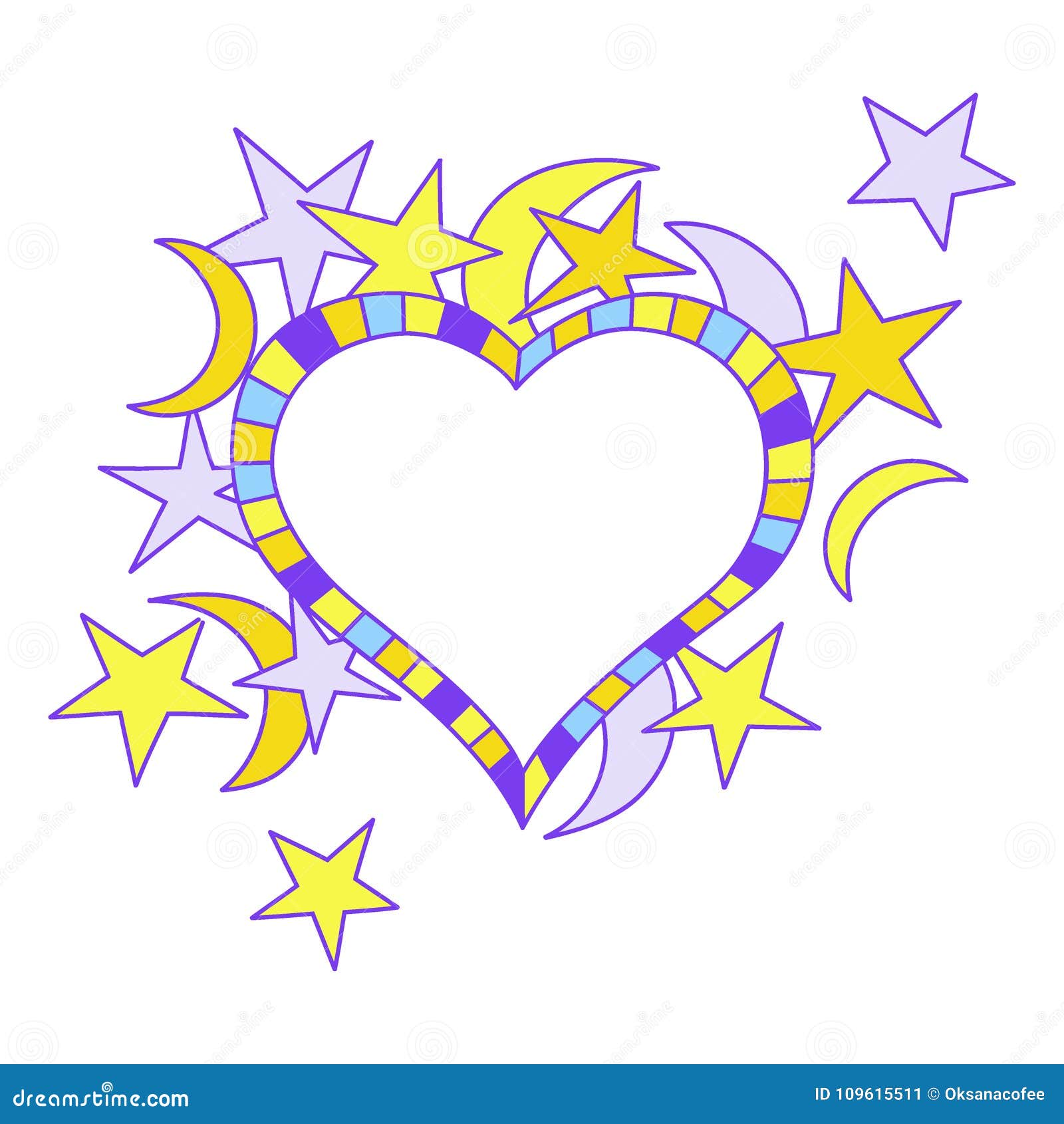 Vector El Marco Con La Imagen De Las Estrellas Y De La Luna Ilustración ...