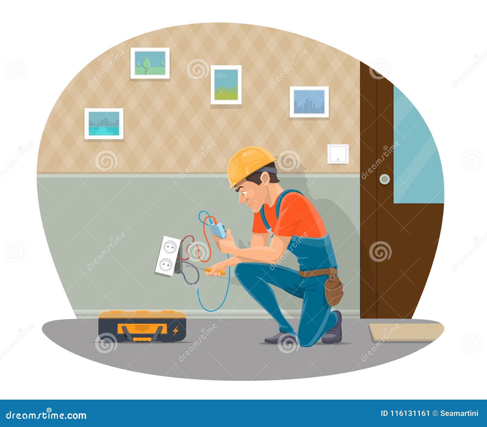 Vector Electircian Repairing Socket Flat Design Stock Vector ...