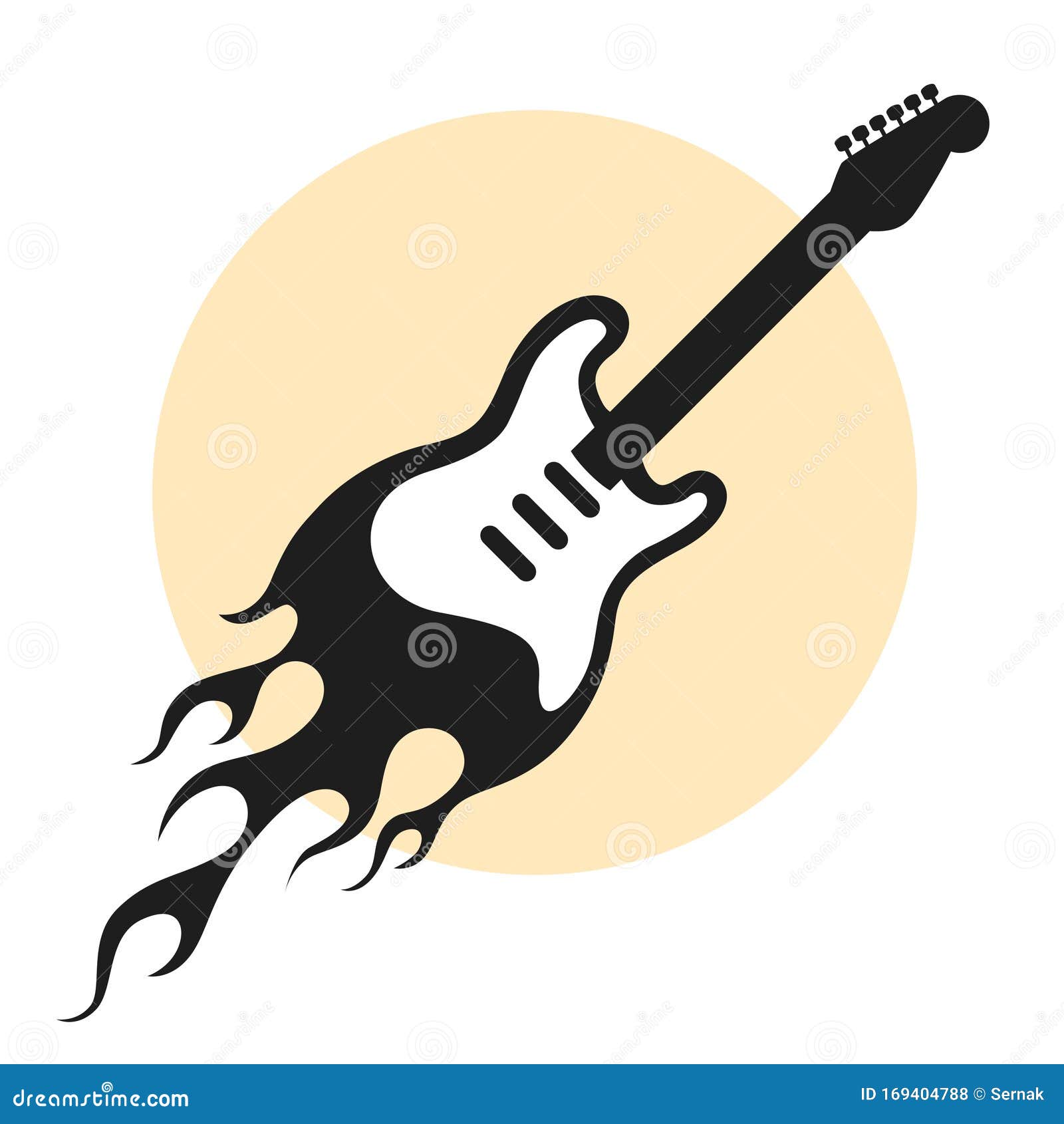 Vector Electric Guitar on Fire Design Stock Vector - Illustration of ...