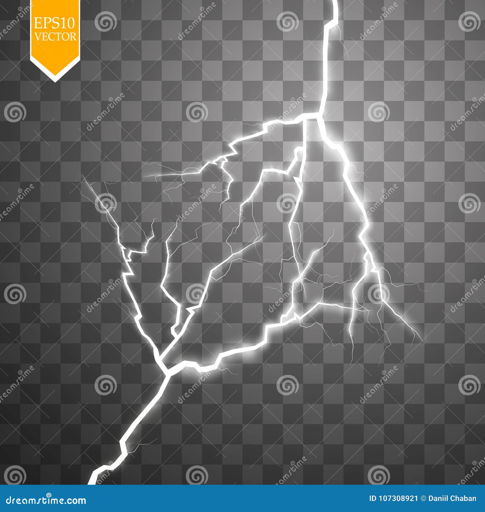 Vector Electric Lightning Bolt. Energy Effect. Bright Light Flare and ...
