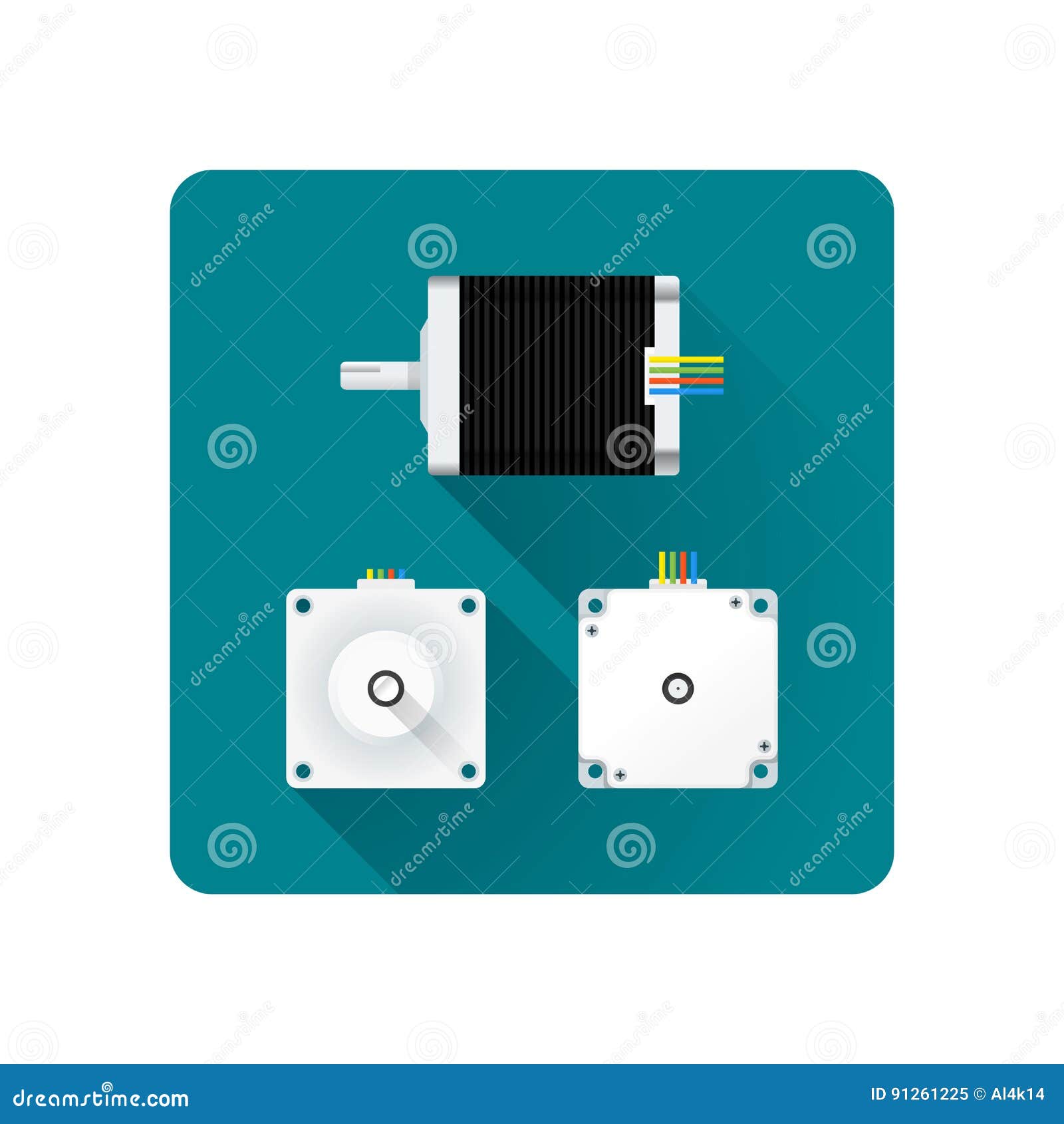 Vector Electric Motor Flat Illustration Stock Vector - Illustration of ...