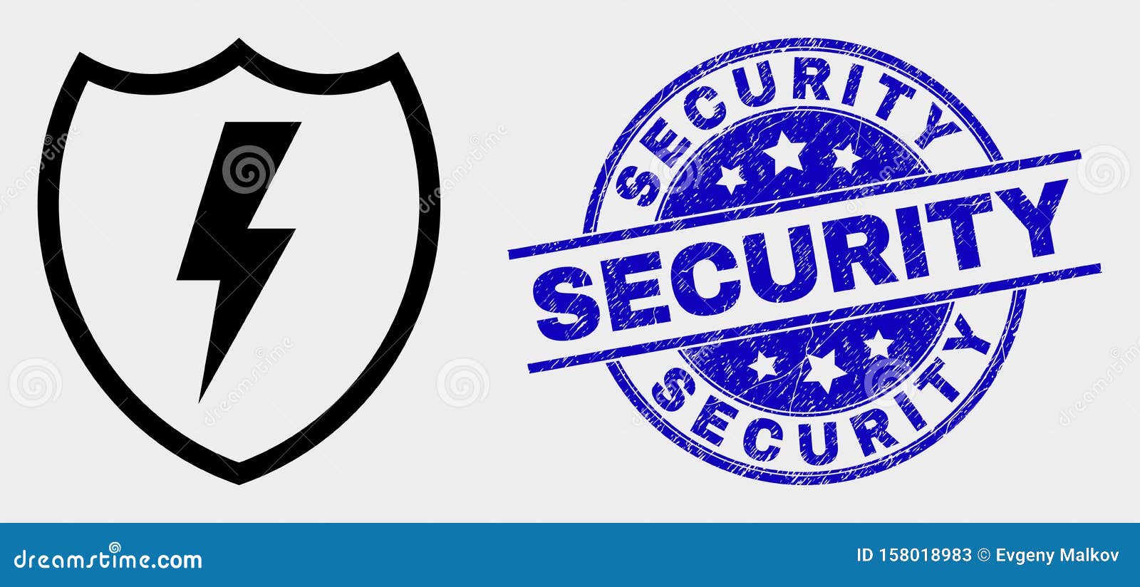 Vector Electric Shield Icon and Distress Security Seal Stock Vector ...