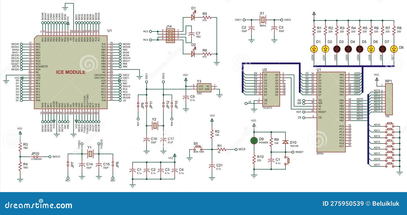 Vector Electrical Schematic Diagram of a Digital Electronic Device ...