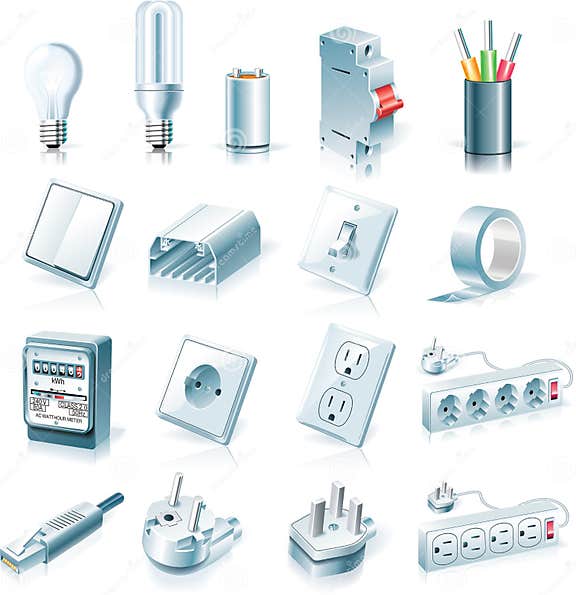 Vector Electrical Supplies Icon Set Stock Vector - Illustration of ...