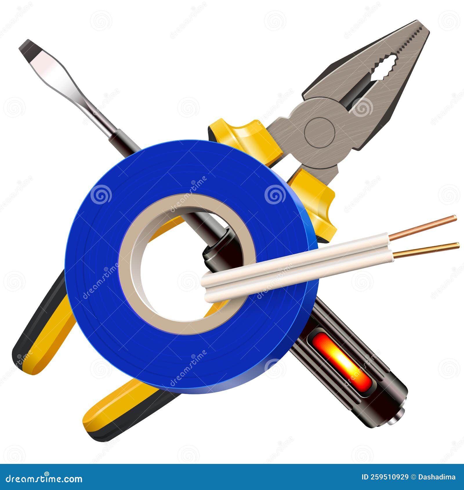 Vector Electrician Concept with Pliers and Insulating Tape Stock Vector ...