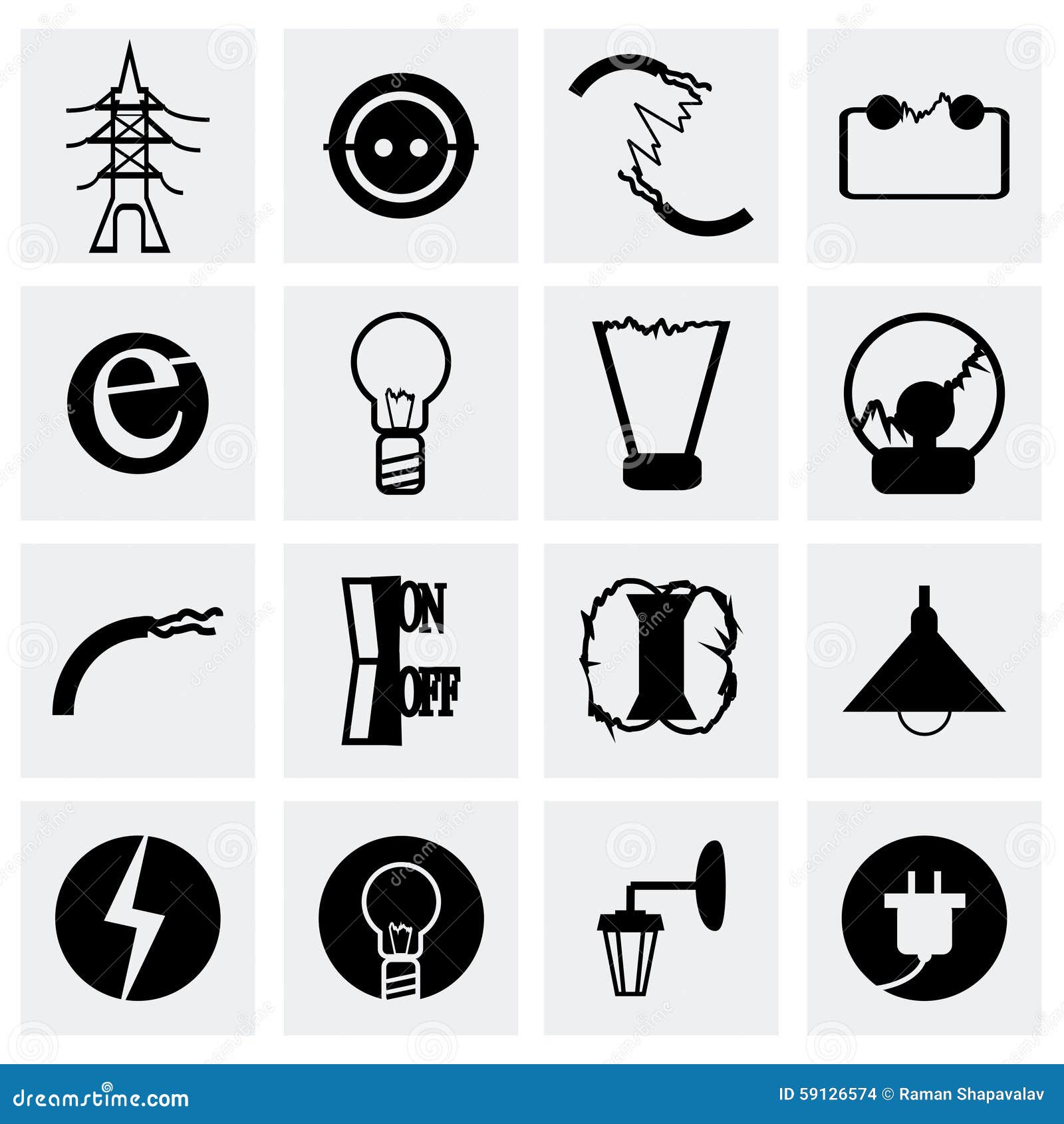 Vector Electricity Icon Set Stock Vector - Illustration of pictogram ...