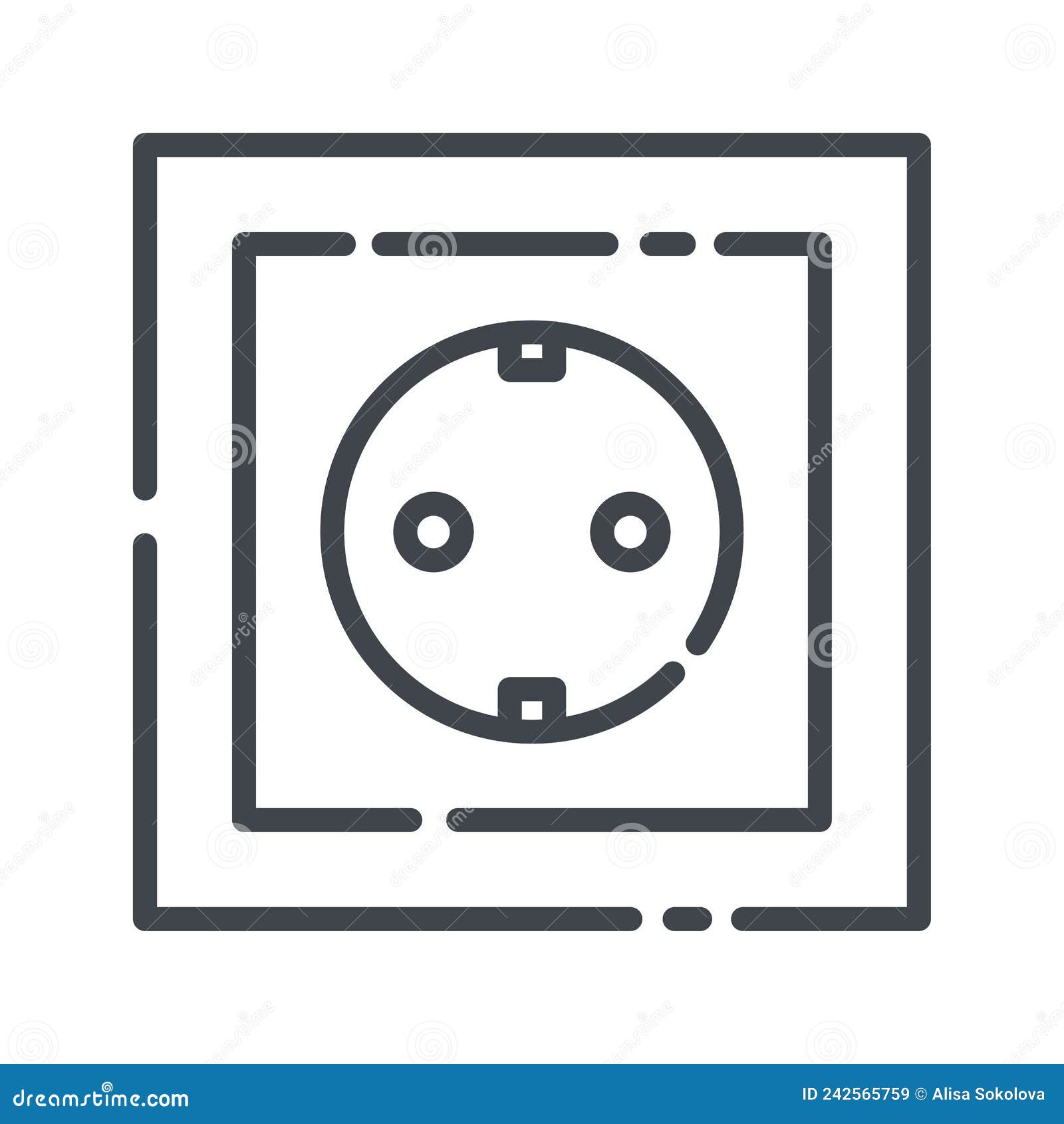 Vector Electricity Socket Line Icon Isolated on Transparent Background ...