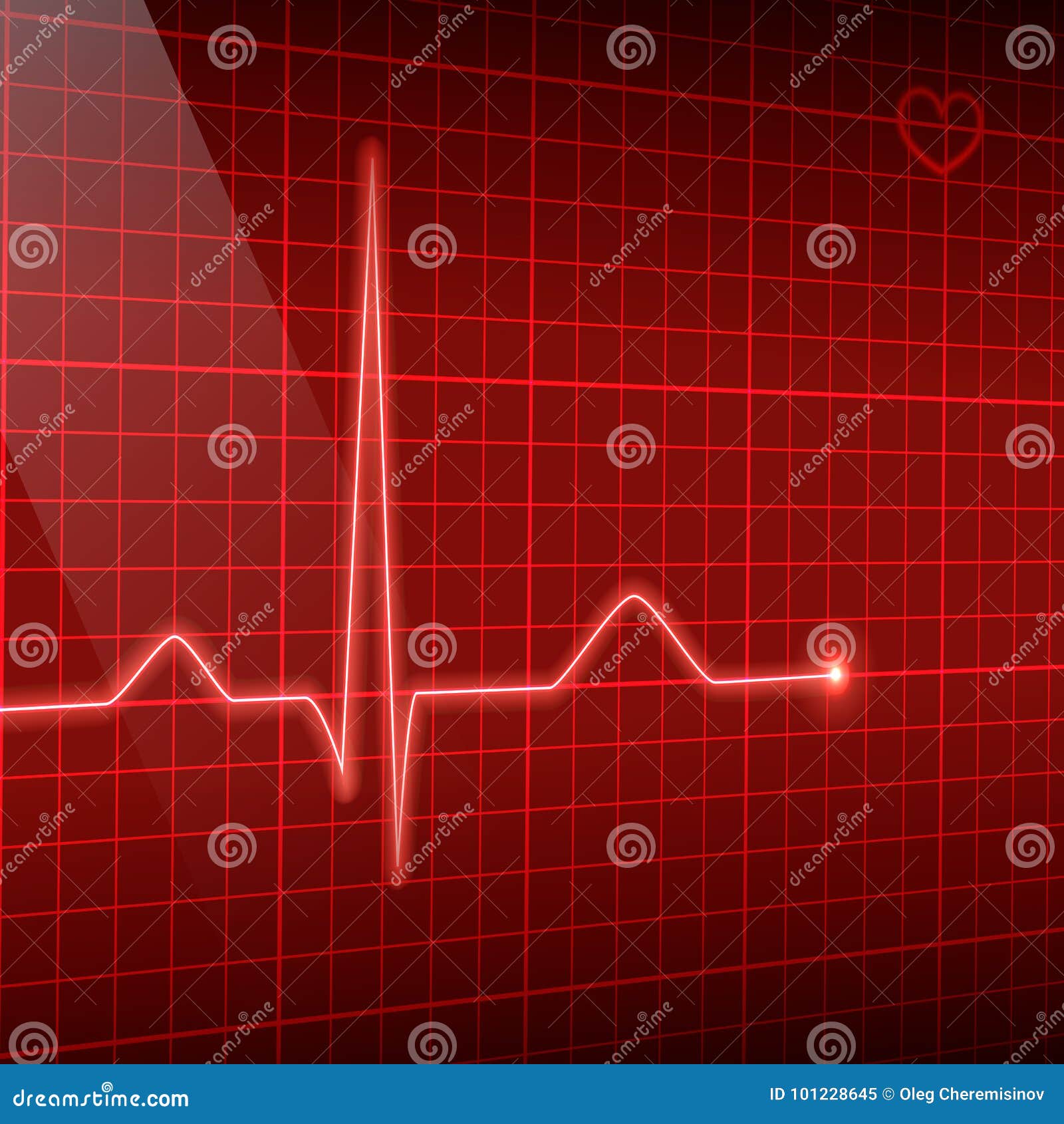 Red Line Heart Rate on the Screen in Perspective. Vector ...