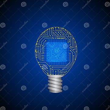 Vector : Electronic Chip and Circuit Inside Lightbulb Stock Vector ...
