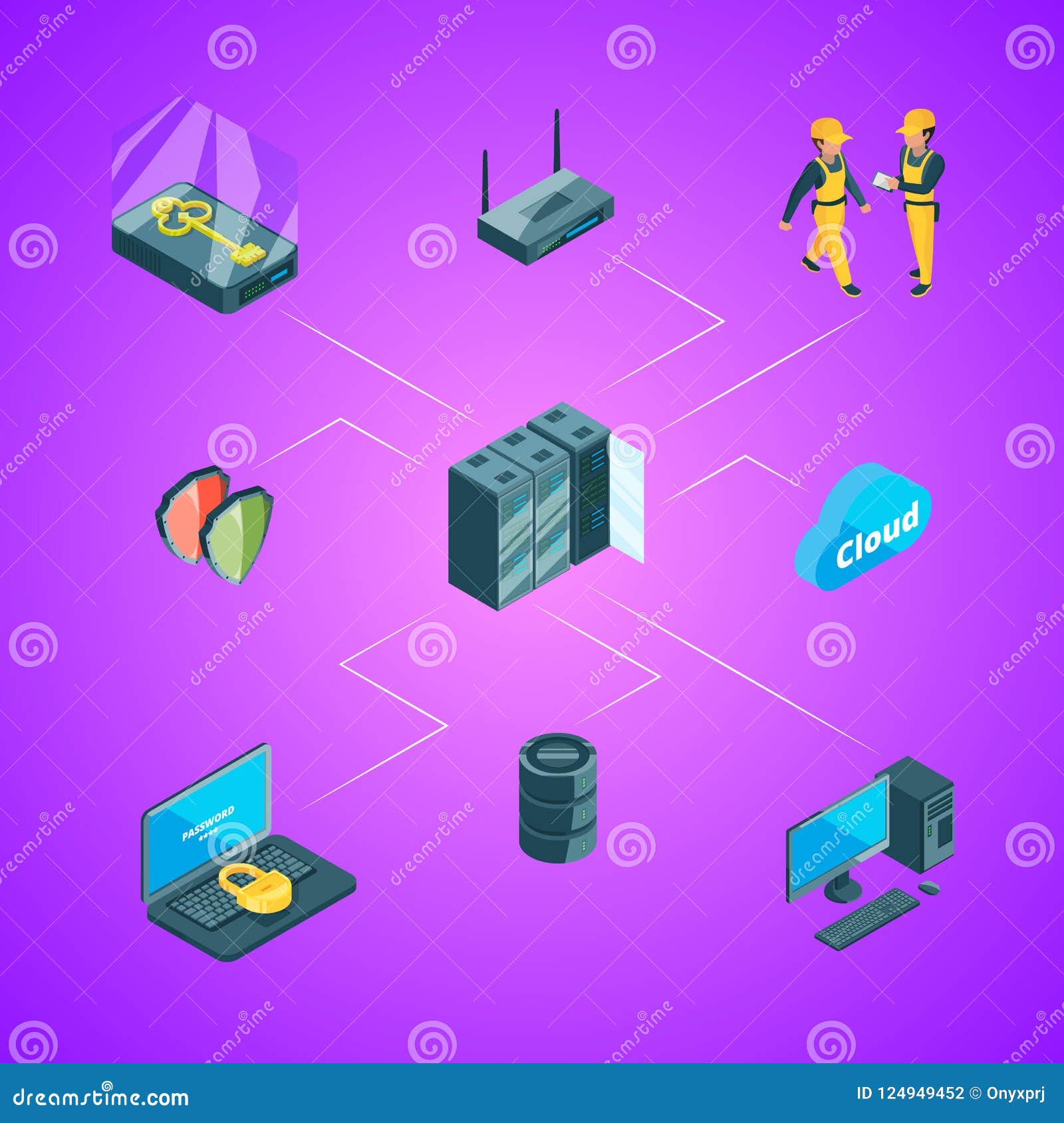 Vector Electronic Data Center Icons Infographic Illustration Stock ...
