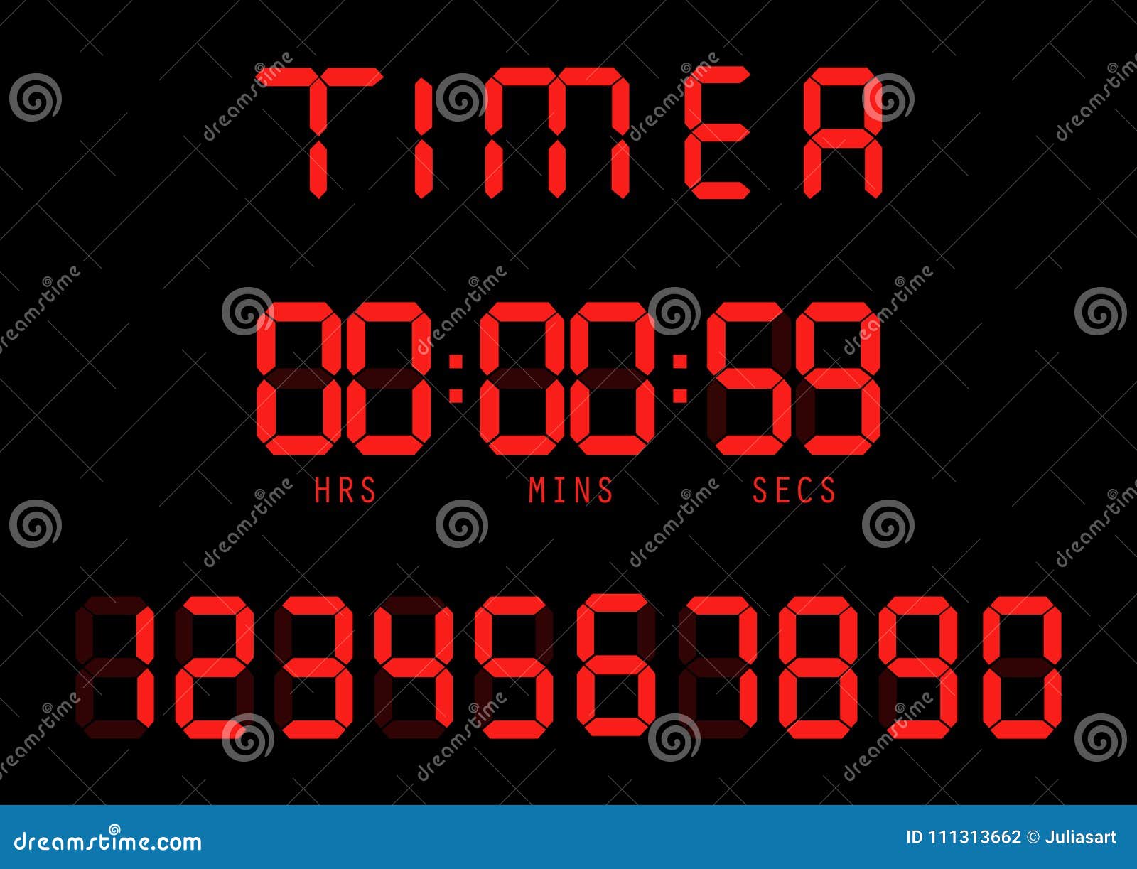 Vector. Electronic Timer, Fluorescent Digital Display with Digit Stock ...