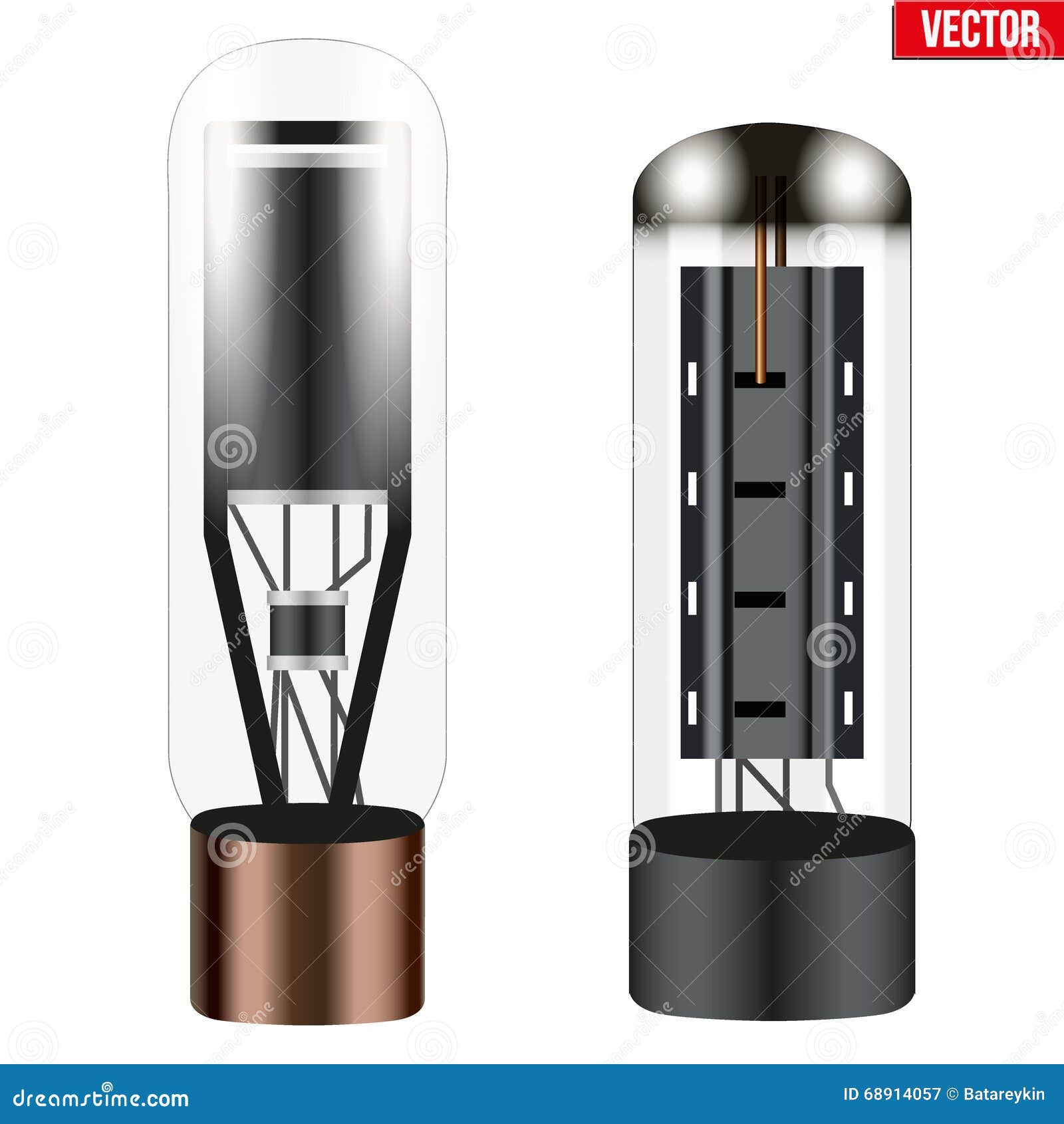 Vector Electronic Vacuum Tube Stock Vector - Illustration of isolated ...