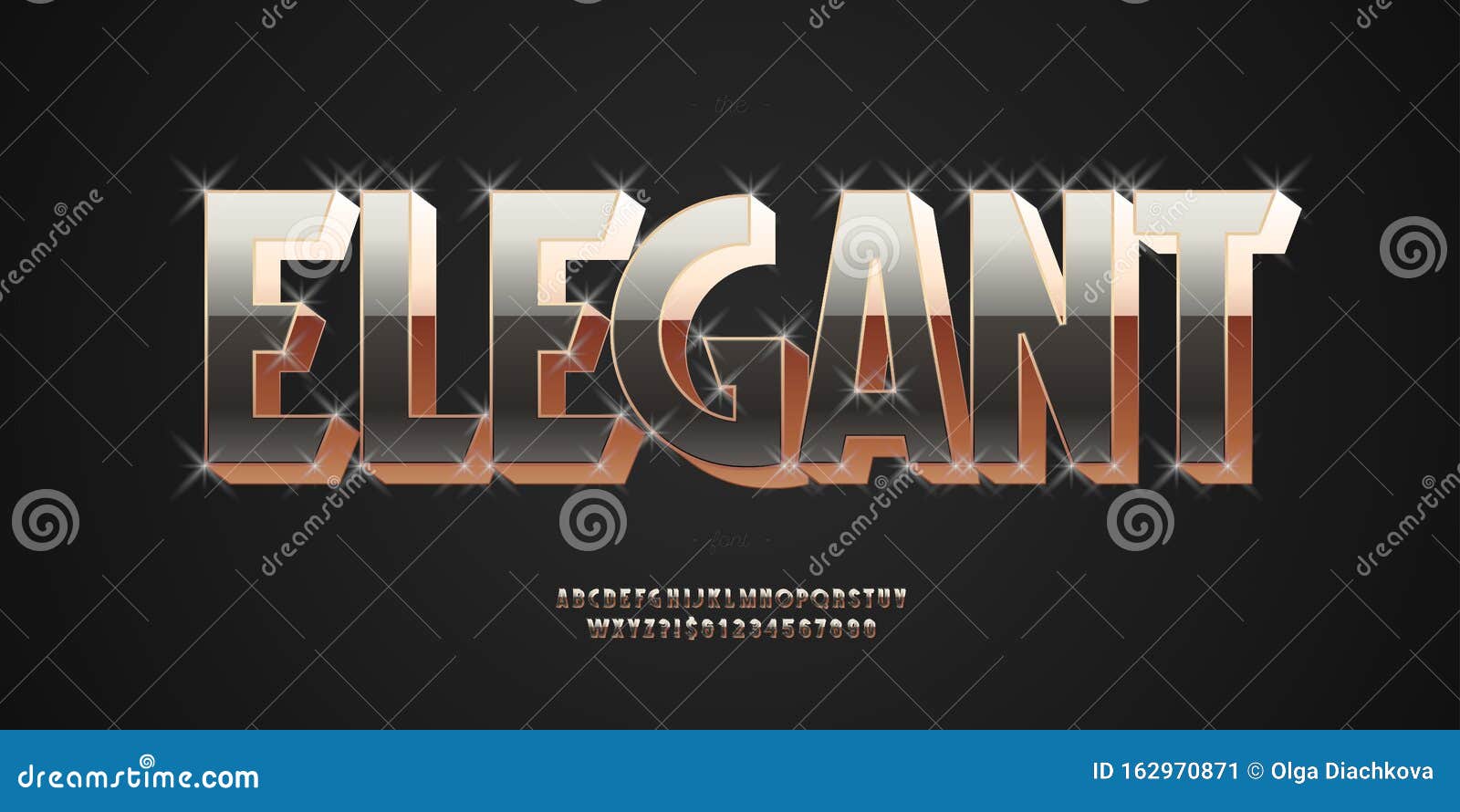 Vector Elegant Font 3D Bold Gold Style Stock Vector - Illustration of ...
