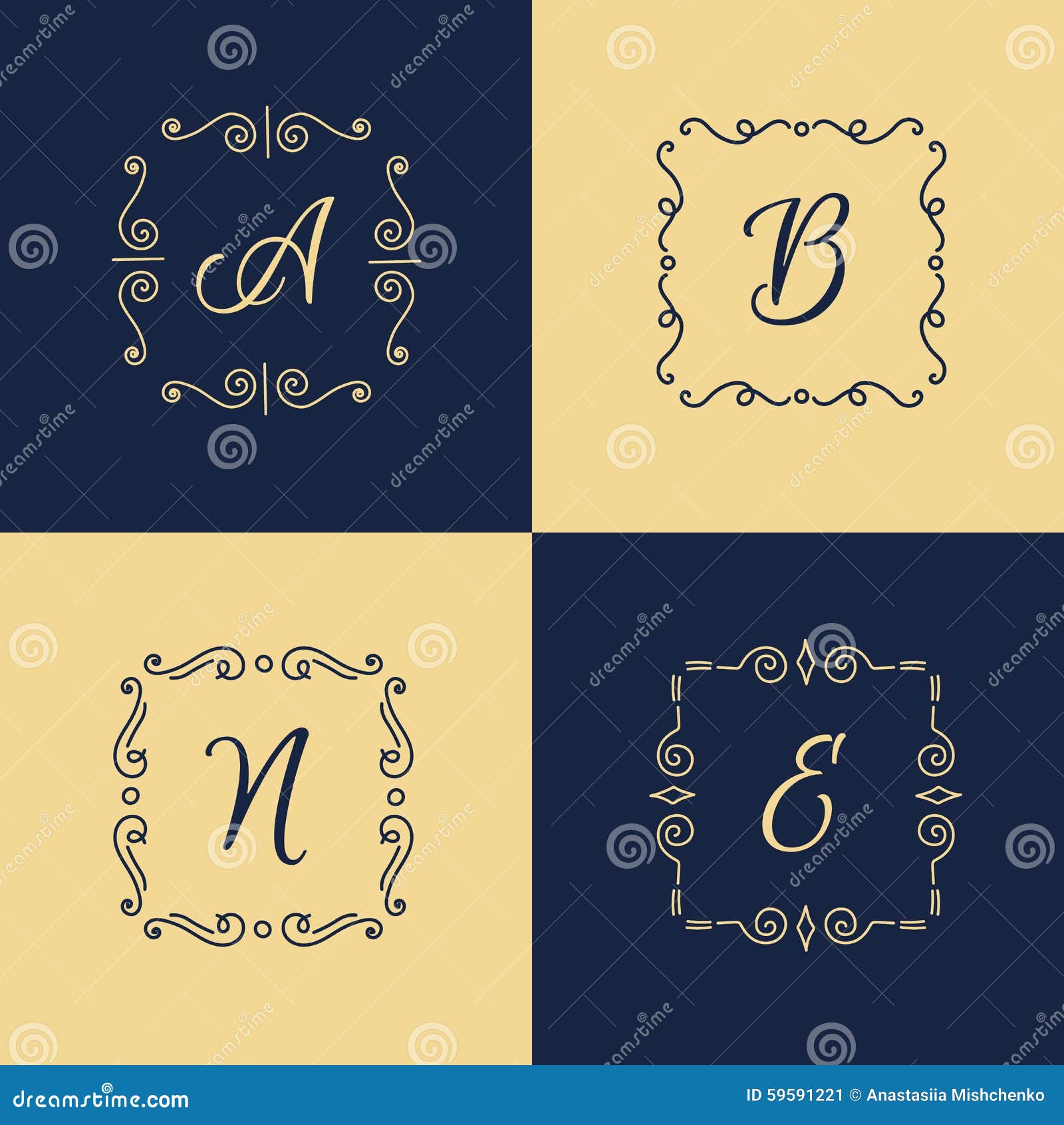 Vector Elegant Monogram Logo. Trendy Thin Letter Stock Vector ...