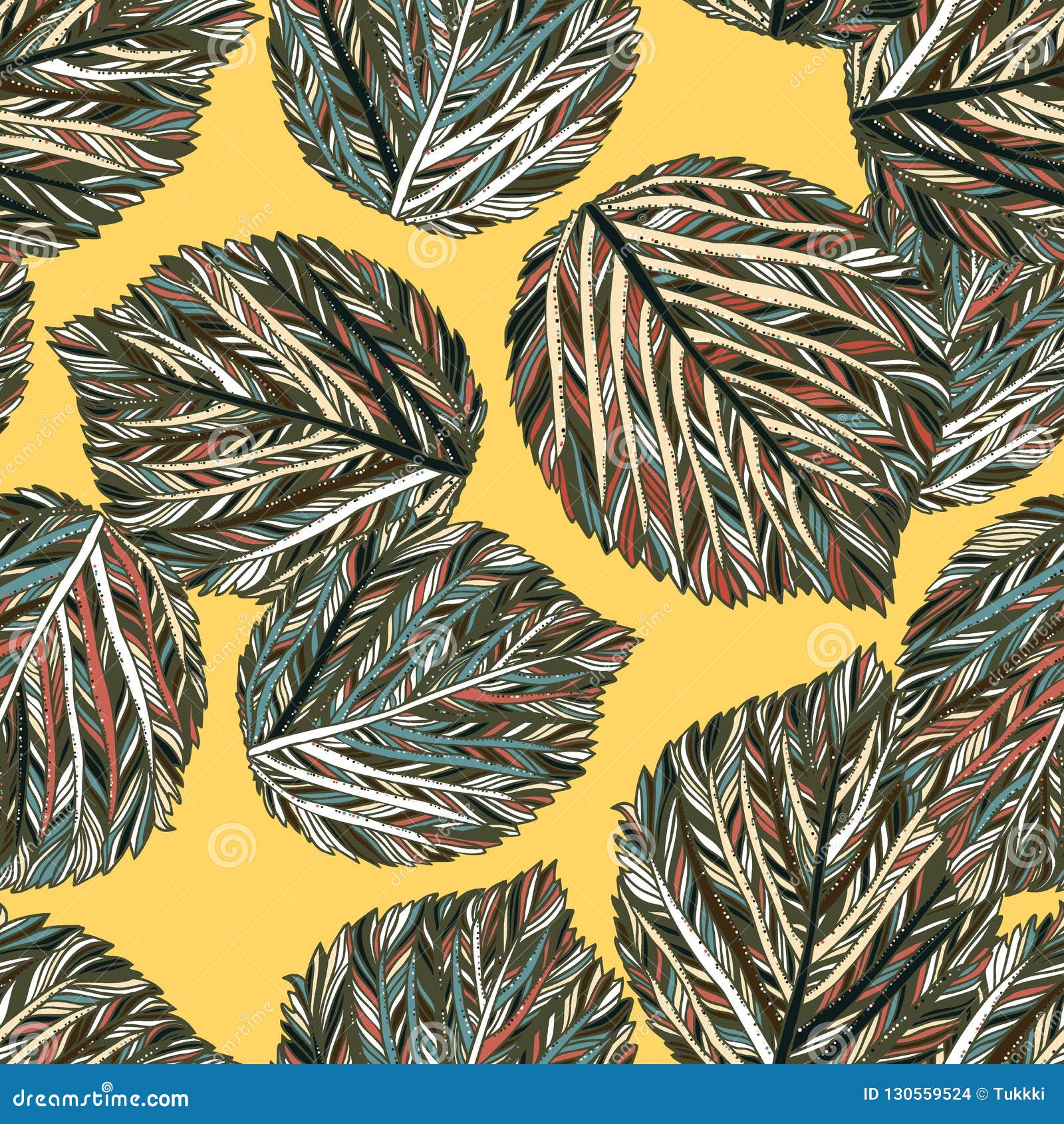 Vector Elegant Seamless Pattern with Striped Leaves Stock Vector ...