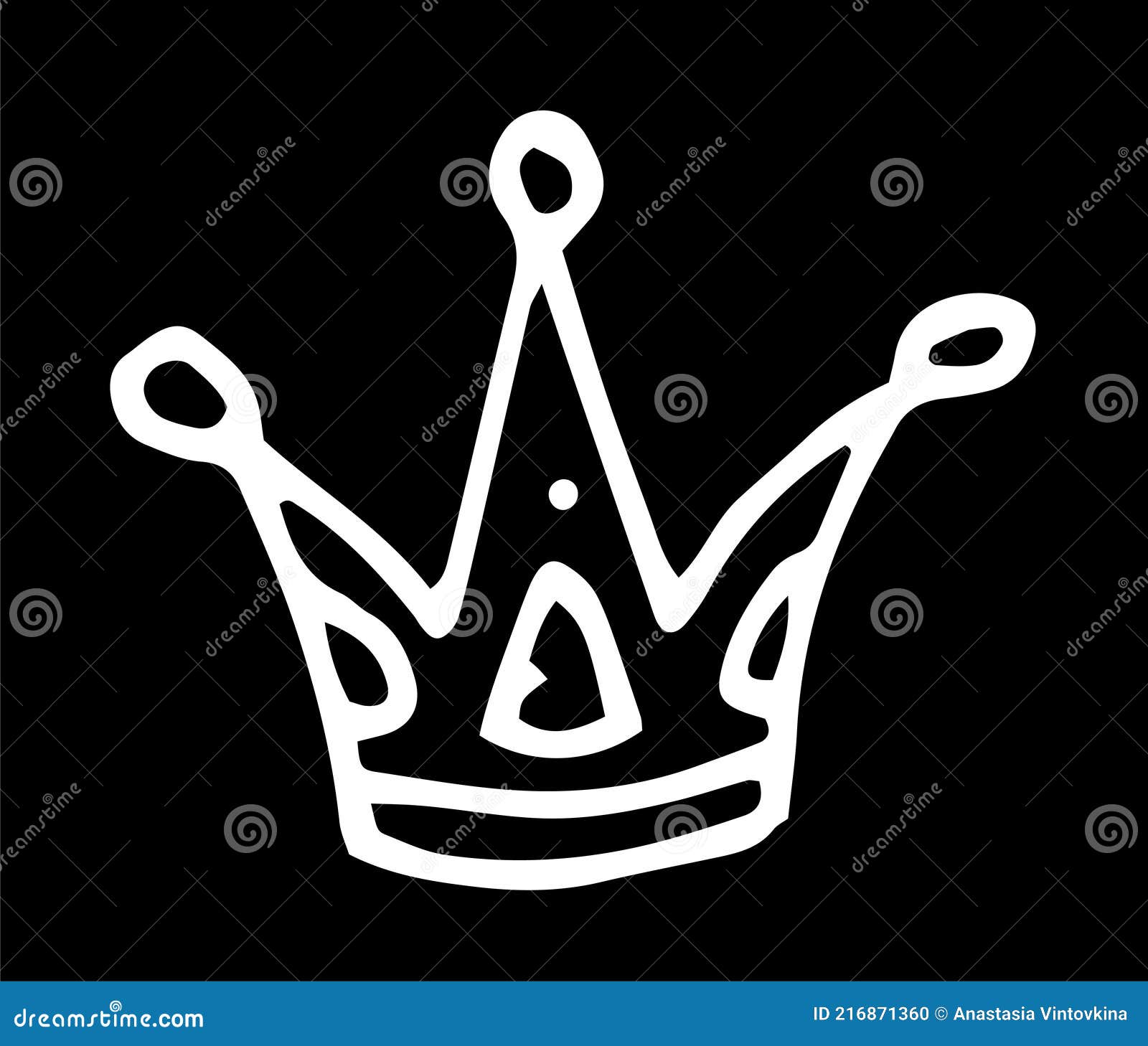 Vector Element Crown with Three Prongs Triangular and Round Dots at the ...