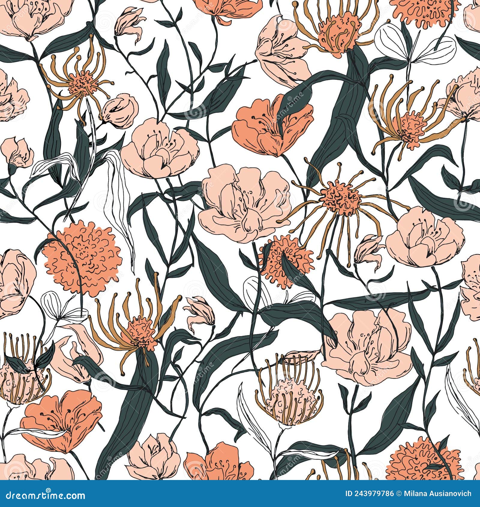 Vector Element of Seamless Pattern. Floral Print for Paper, Cover ...