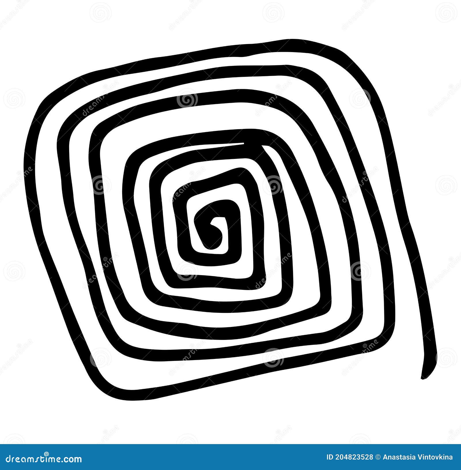 Vector Element of a Square Spiral with Rounded Corners Drawn Manually ...