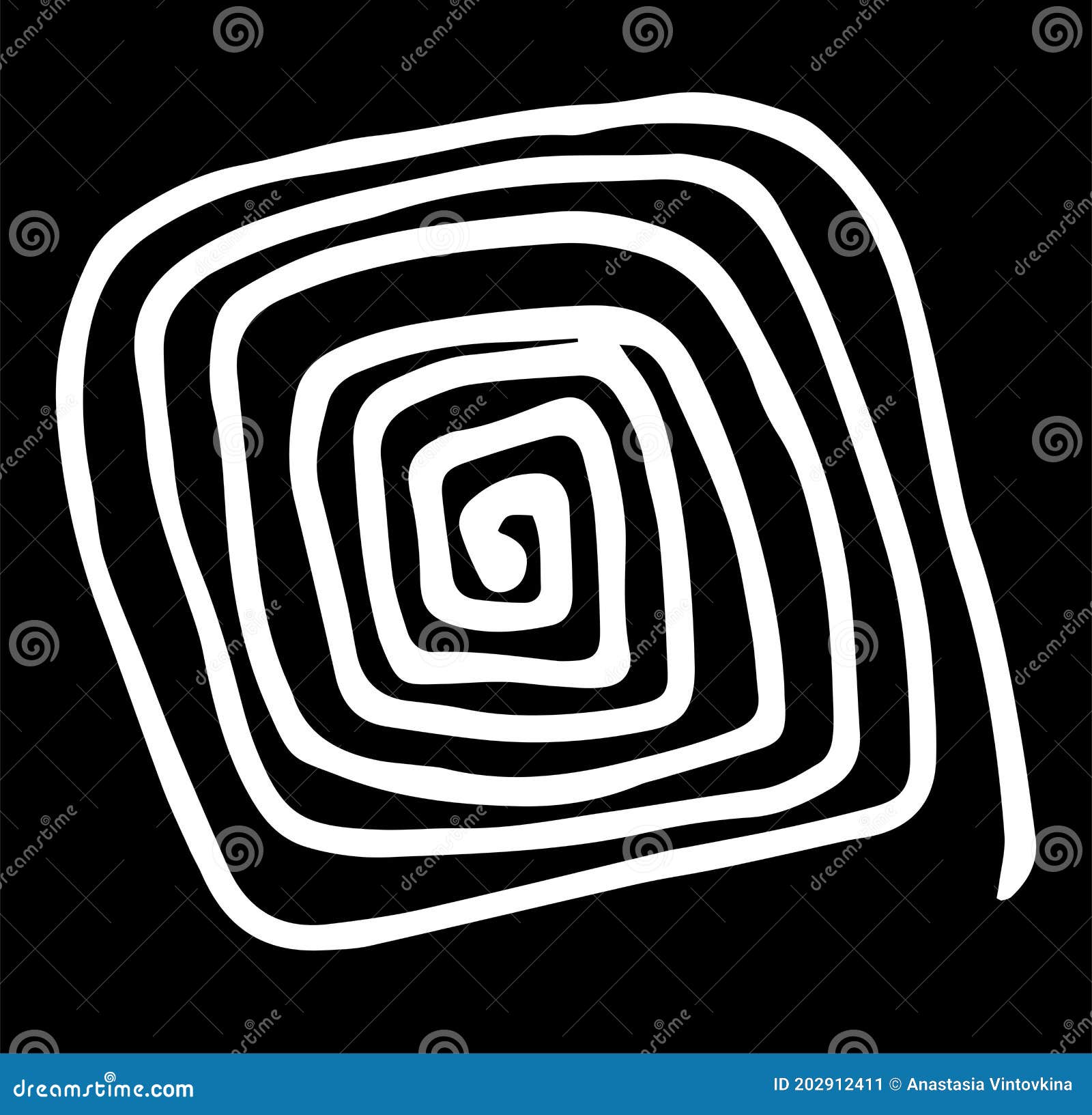 Vector Element of a Square Spiral with Rounded Corners Drawn Manually ...