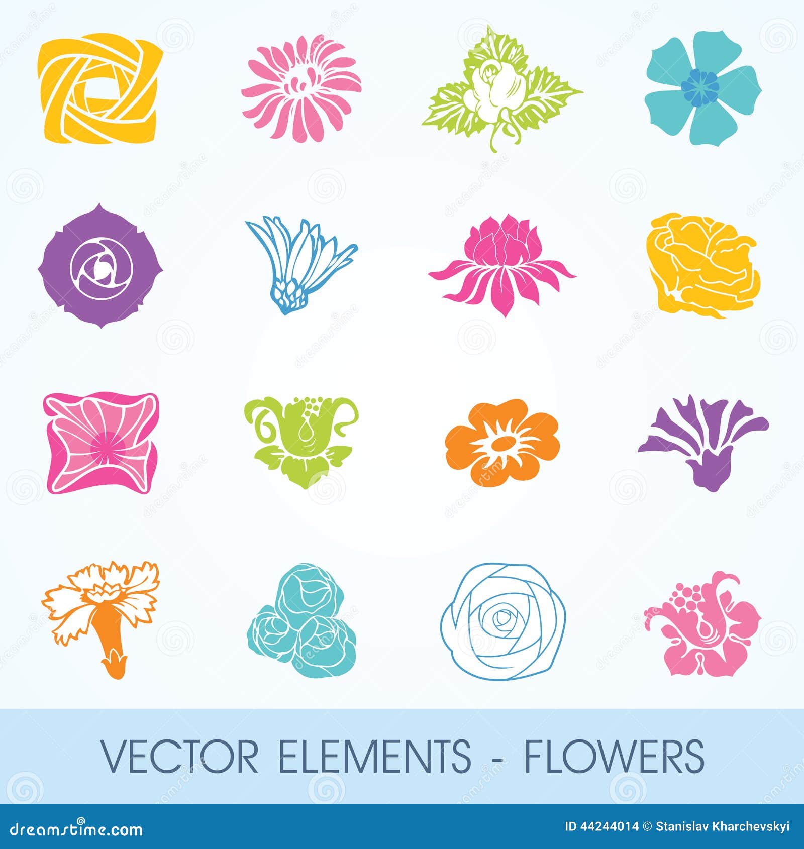 Vector elements - flowers stock vector. Illustration of icon - 44244014