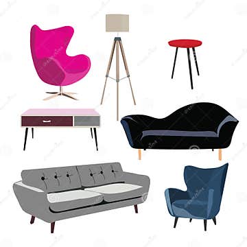 Vector Elements for Interior Design Stock Vector - Illustration of ...