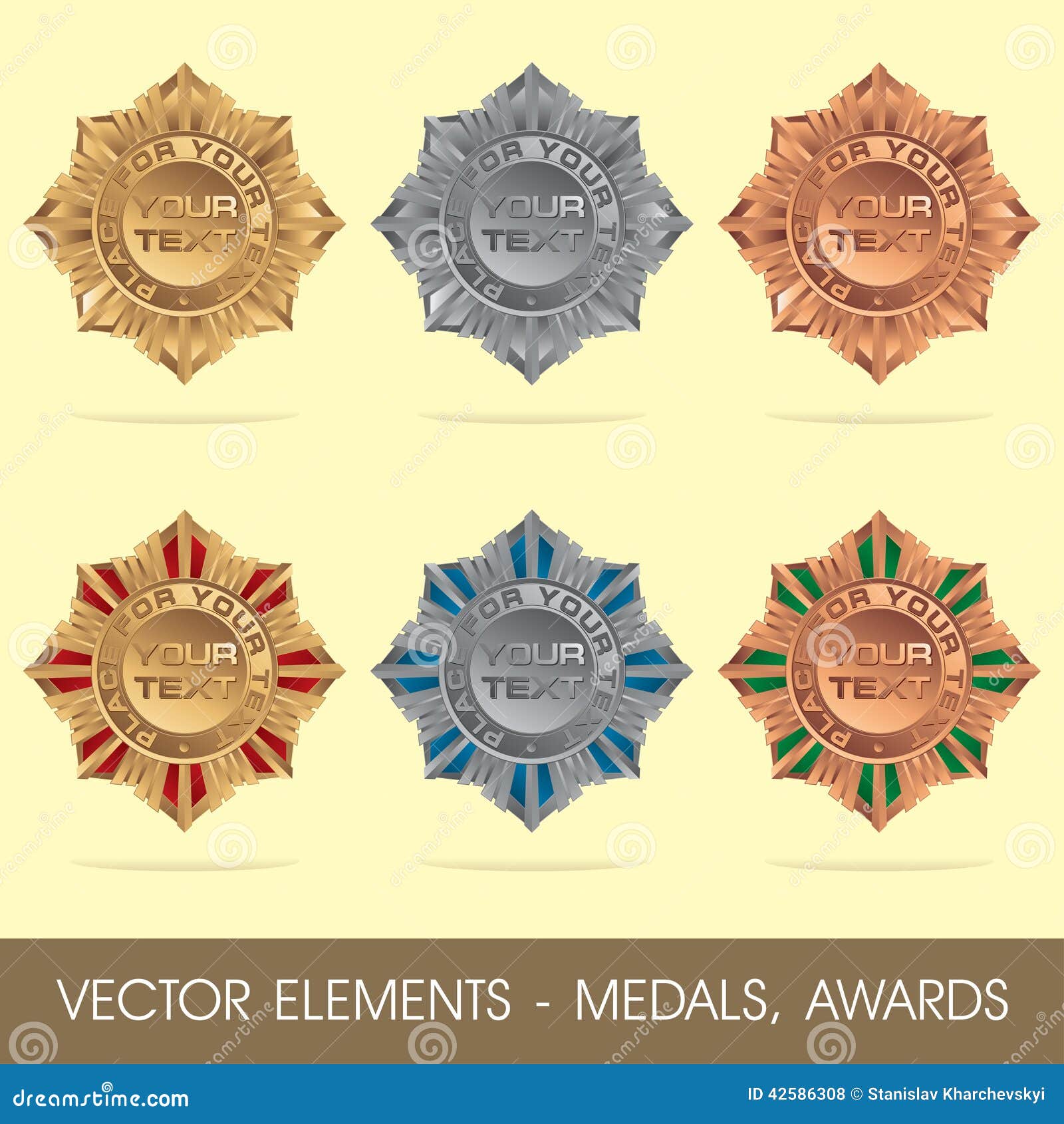 Vector Elements - Medals, Awards Stock Vector - Illustration of label ...