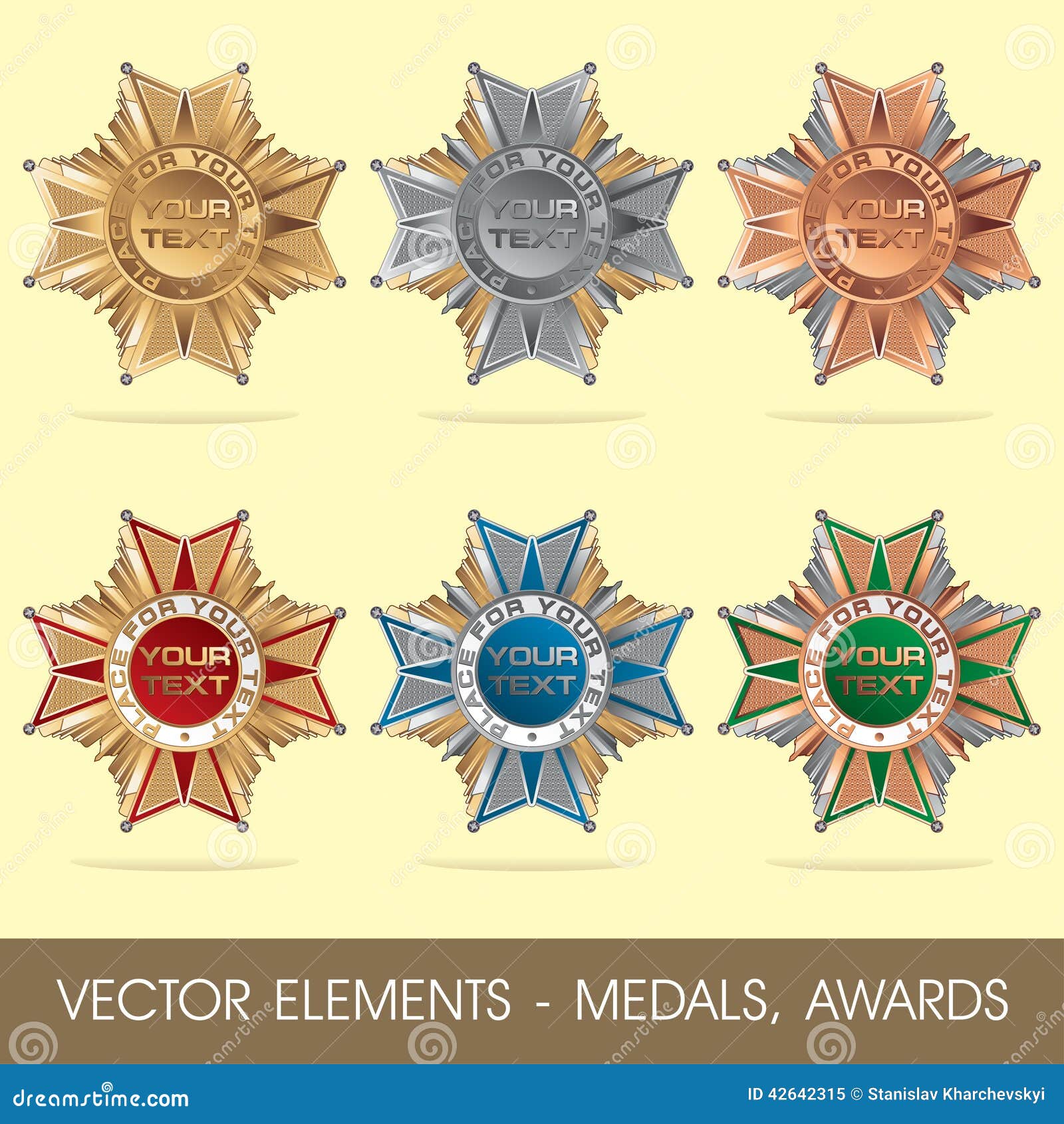 Vector Elements - Medals, Awards Stock Vector - Illustration of emblem ...