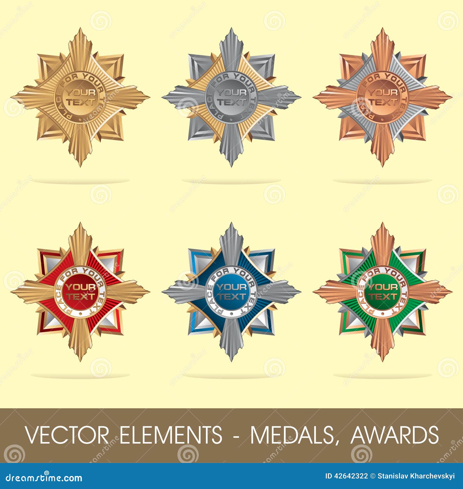 Vector Elements - Medals, Awards Stock Vector - Illustration of metal ...