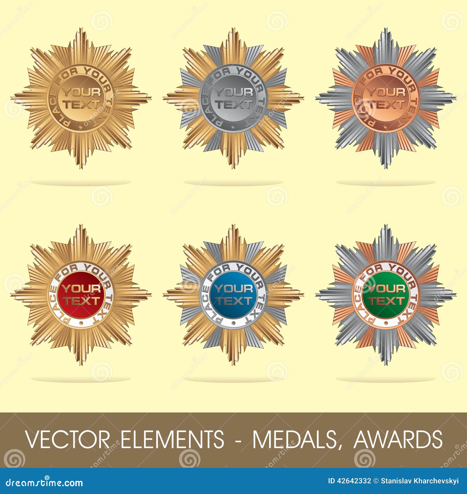 Vector Elements - Medals, Awards Stock Vector - Illustration of orden ...