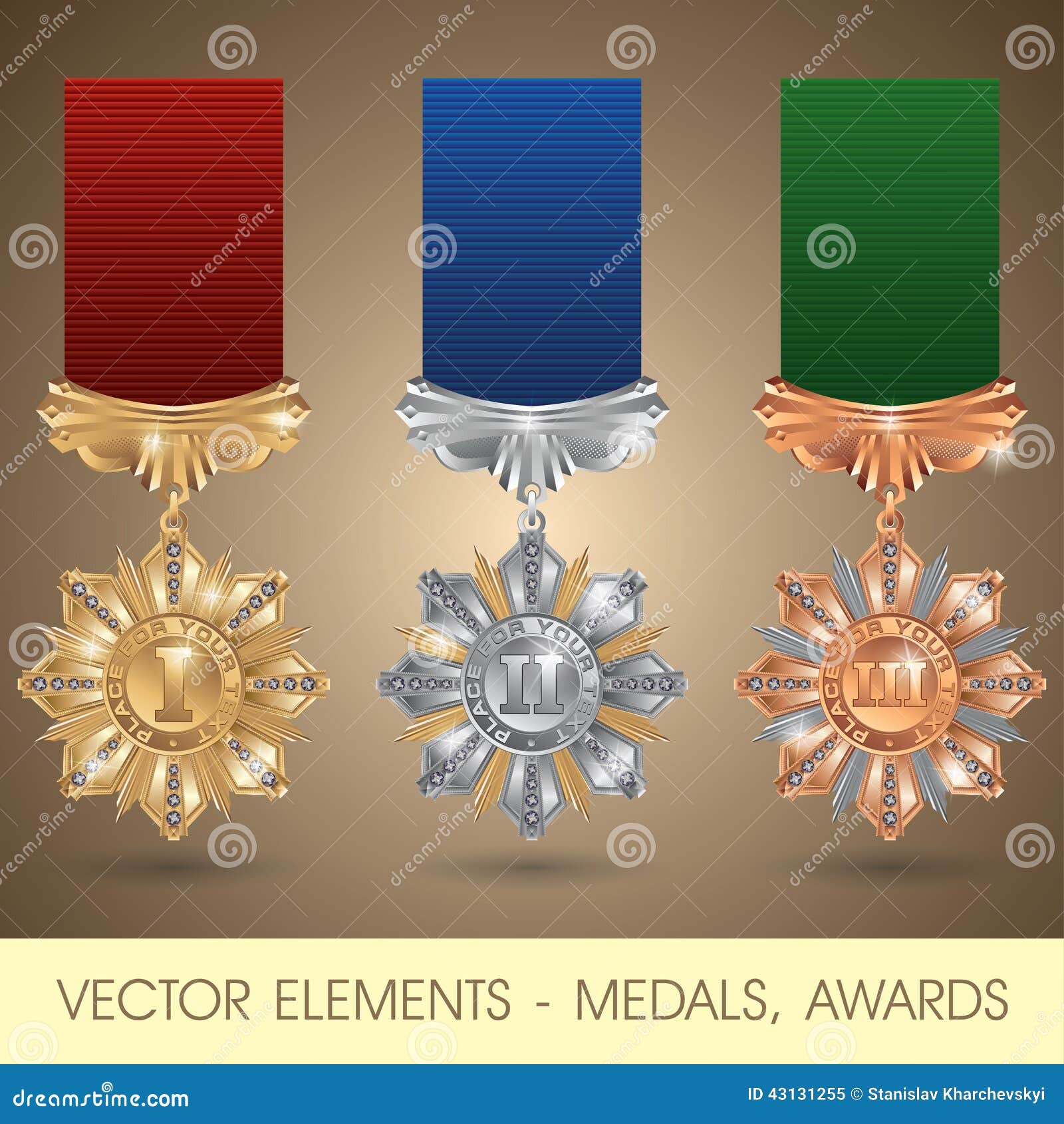 Vector Elements - Medals, Awards Stock Vector - Illustration of blue ...