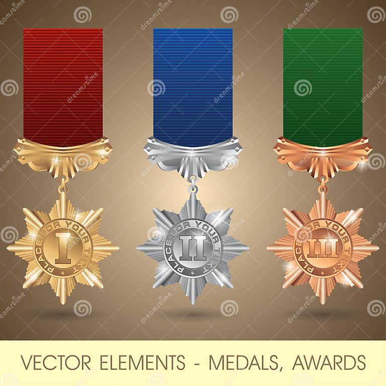 Vector Elements - Medals, Awards Stock Vector - Illustration of gold ...
