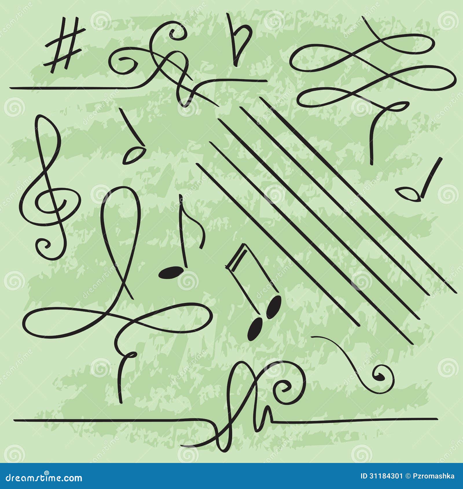 Vector Elements for Musical Design Stock Vector - Illustration of drawn ...