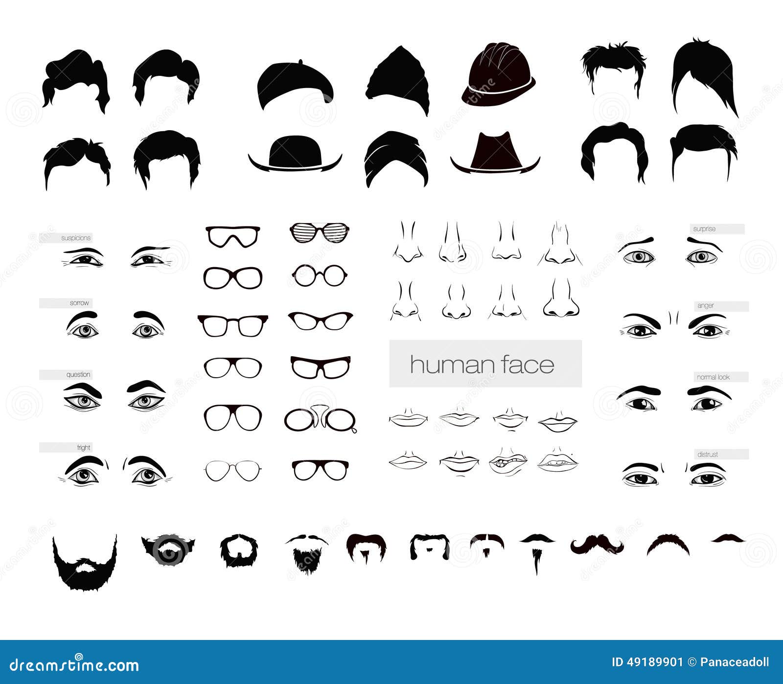 Vector Elements of a Person Stock Vector - Illustration of face ...