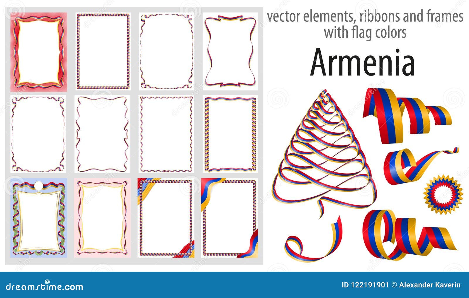 Vector Elements, Ribbons and Frames with Flag Colors Armenia, Template ...