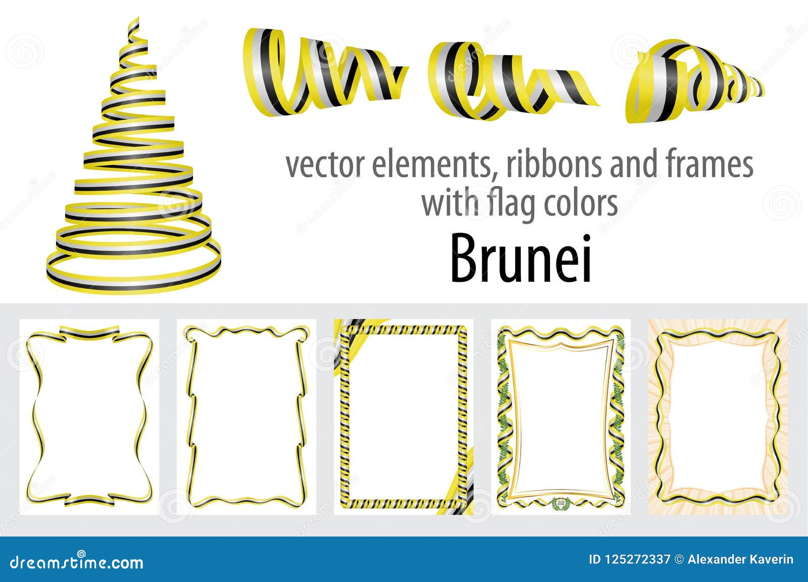 Vector Elements, Ribbons and Frames with Flag Colors Brunei, Template ...