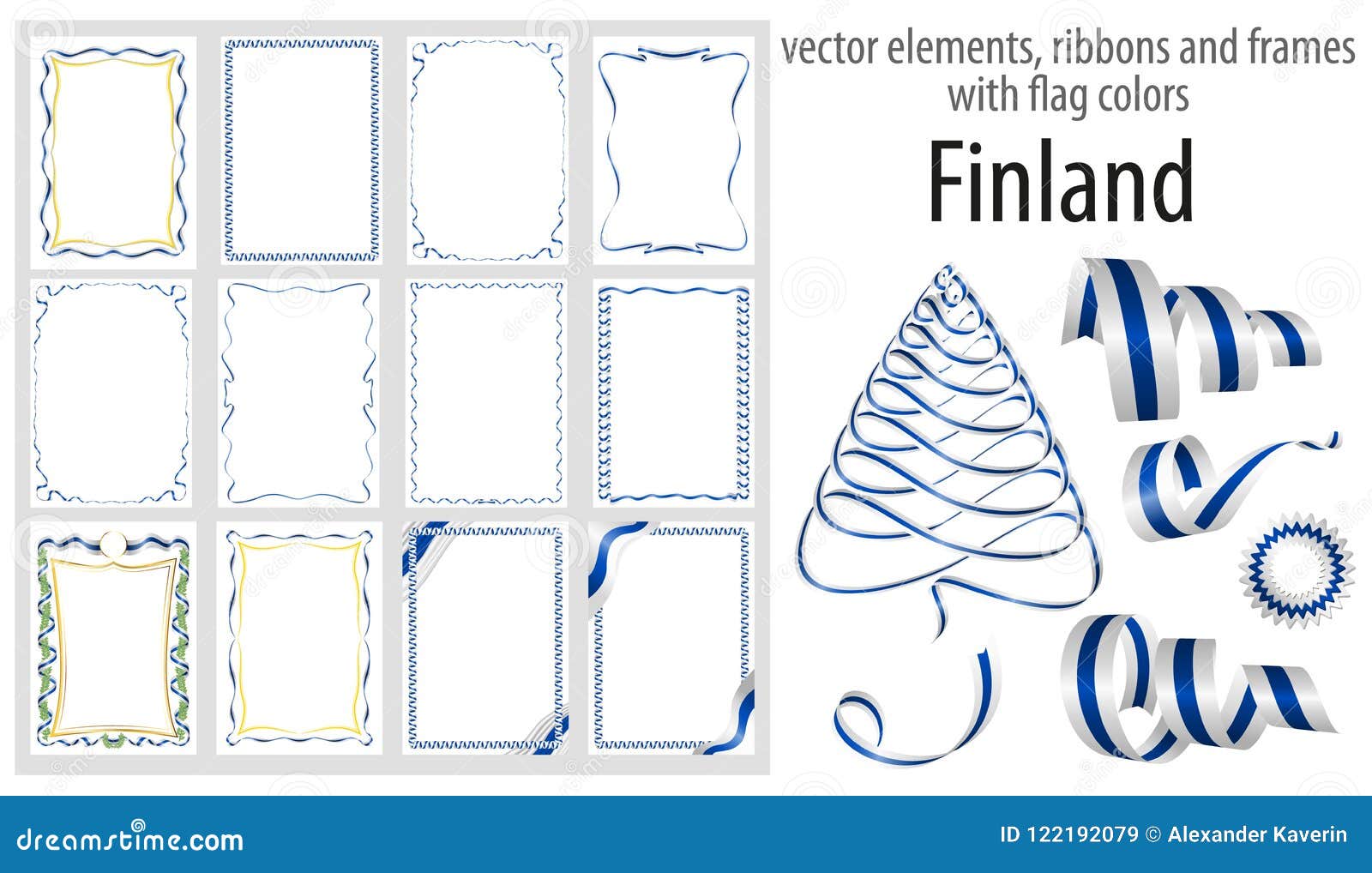 Vector Elements, Ribbons and Frames with Flag Colors Finland, Template ...
