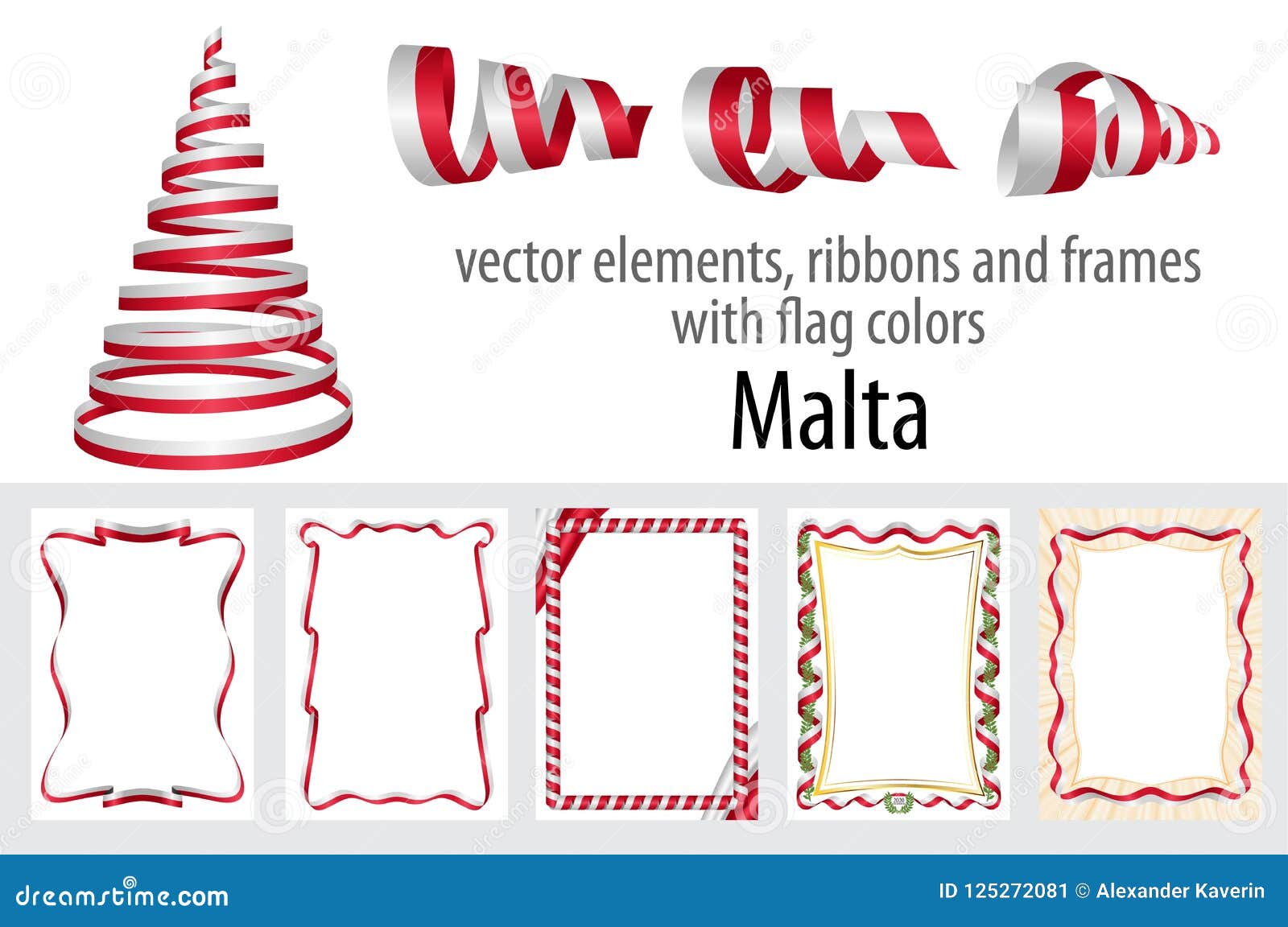 Vector Elements, Ribbons and Frames with Flag Colors Malta, Template ...