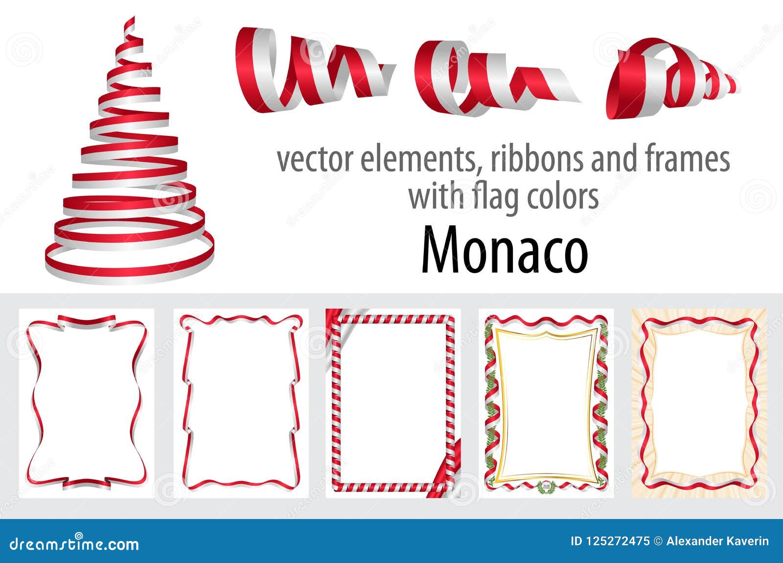 Vector Elements, Ribbons and Frames with Flag Colors Monaco, Template ...