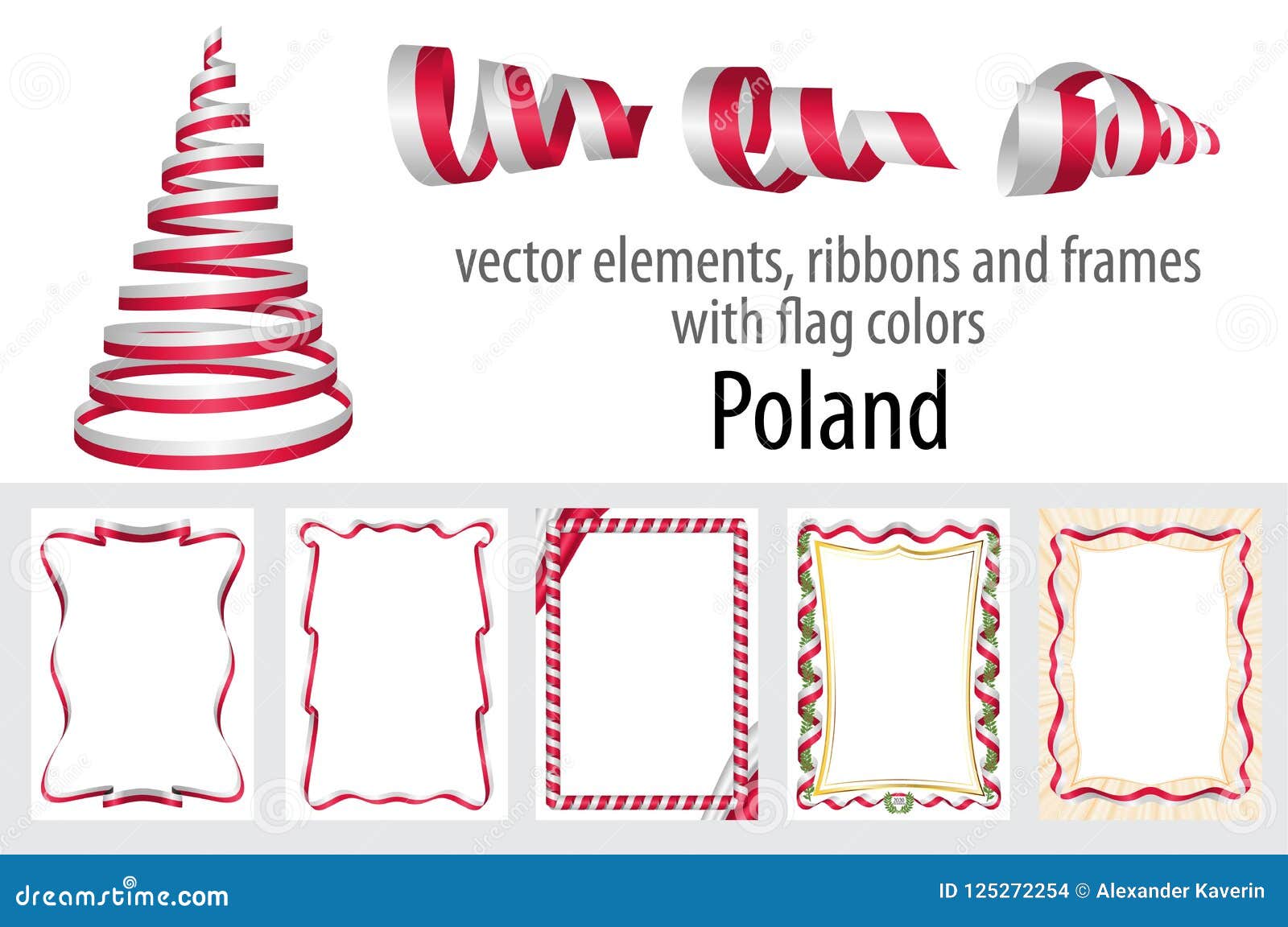 Vector Elements, Ribbons and Frames with Flag Colors Poland, Template ...