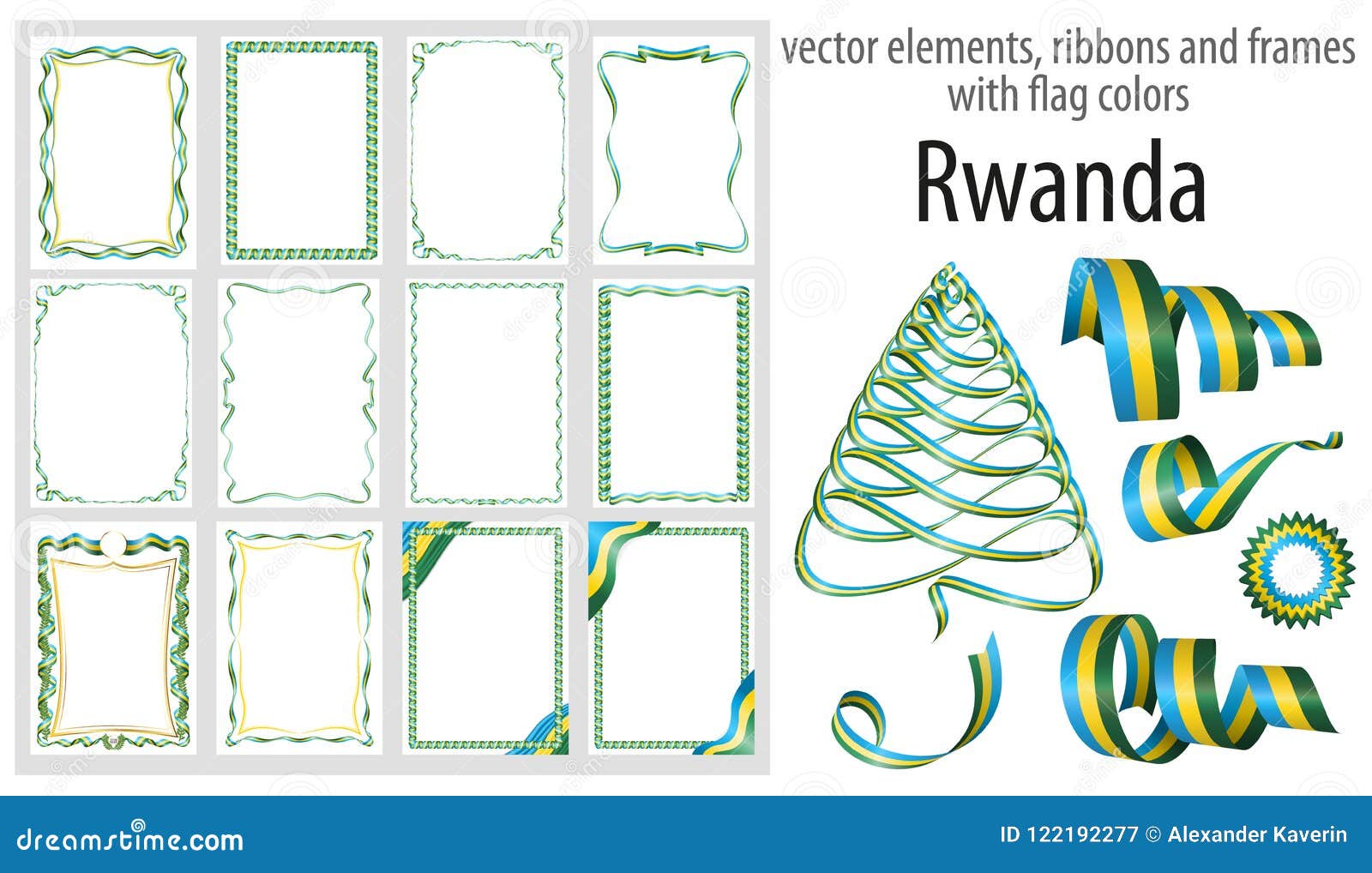 Vector Elements, Ribbons and Frames with Flag Colors Rwanda, Template ...