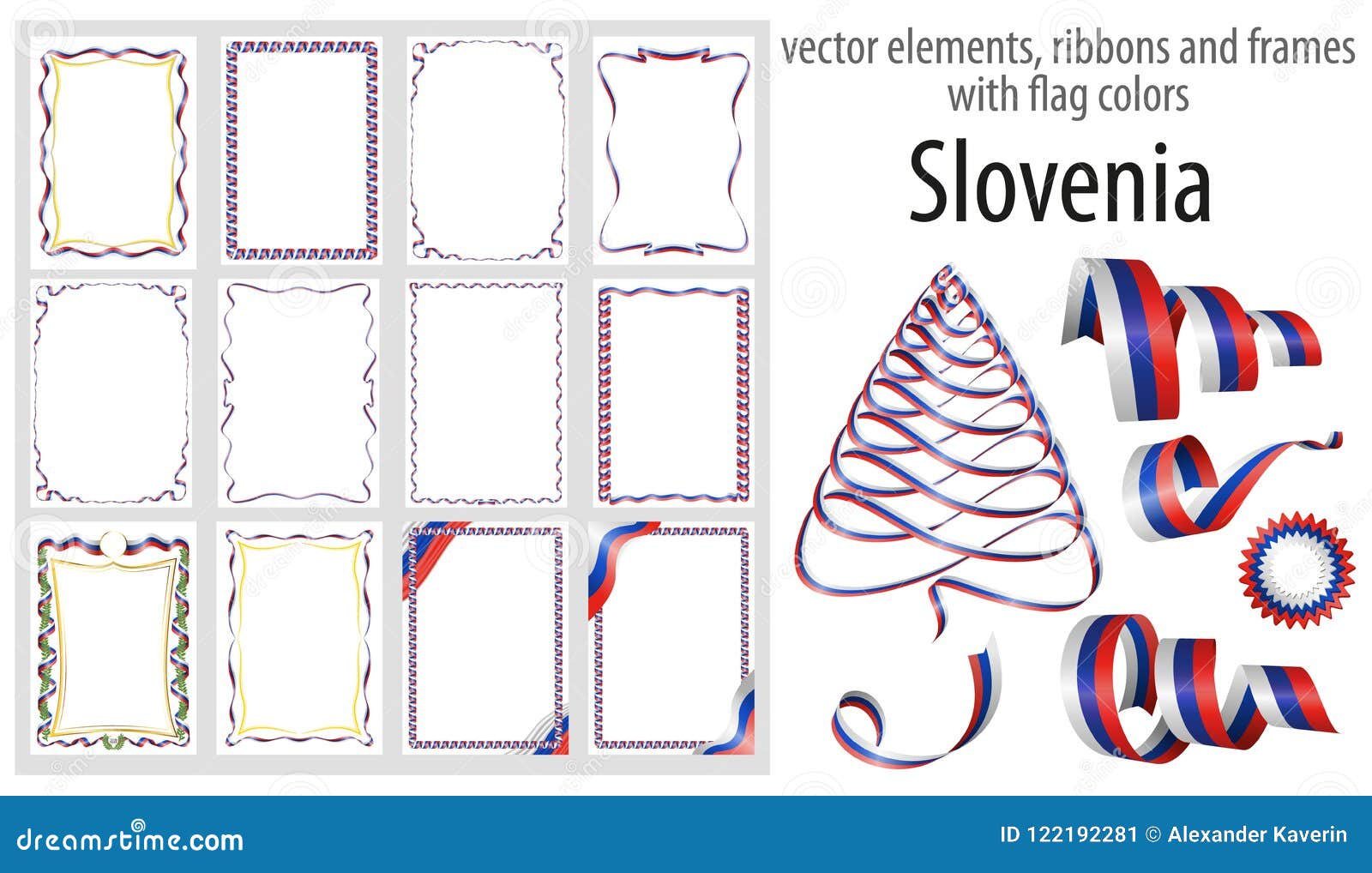 Vector Elements, Ribbons and Frames with Flag Colors Slovenia, Template ...