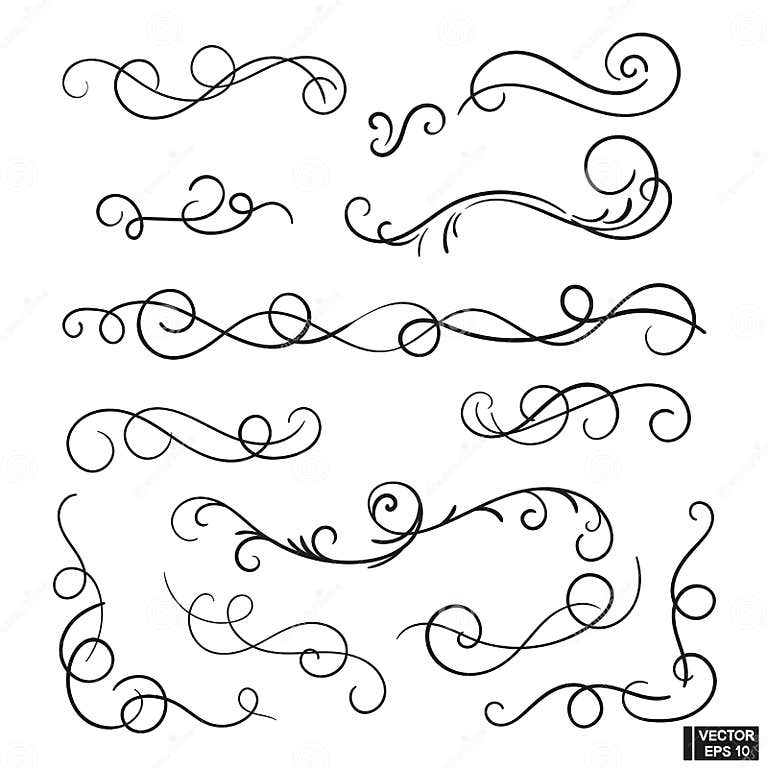 Set of curls and scrolls stock illustration. Illustration of decorative ...