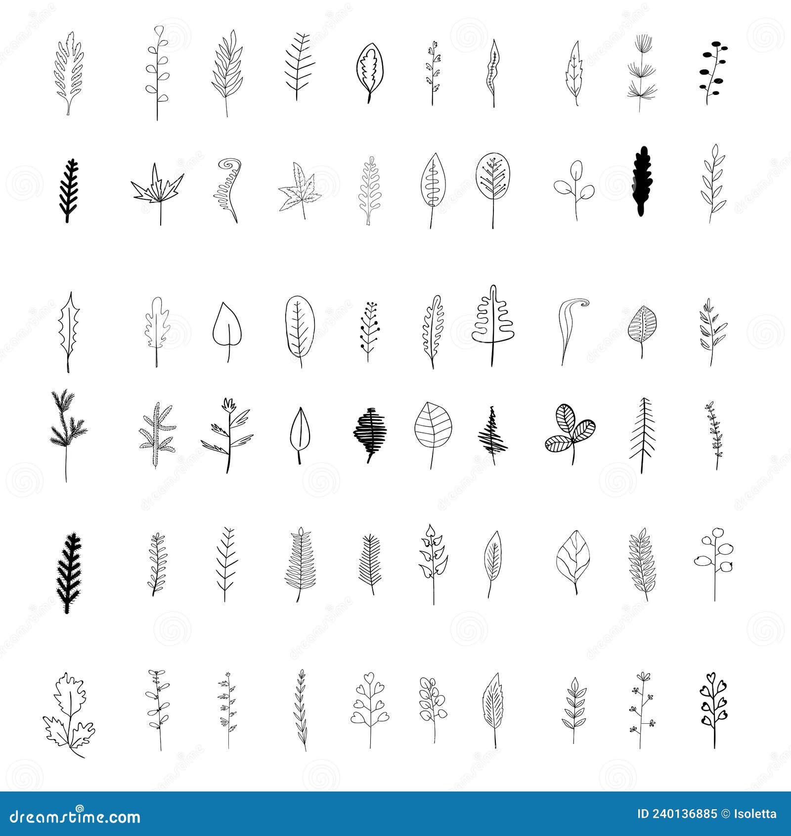 Vector Elements. Set of Plants. Outline Drawing Stock Vector ...