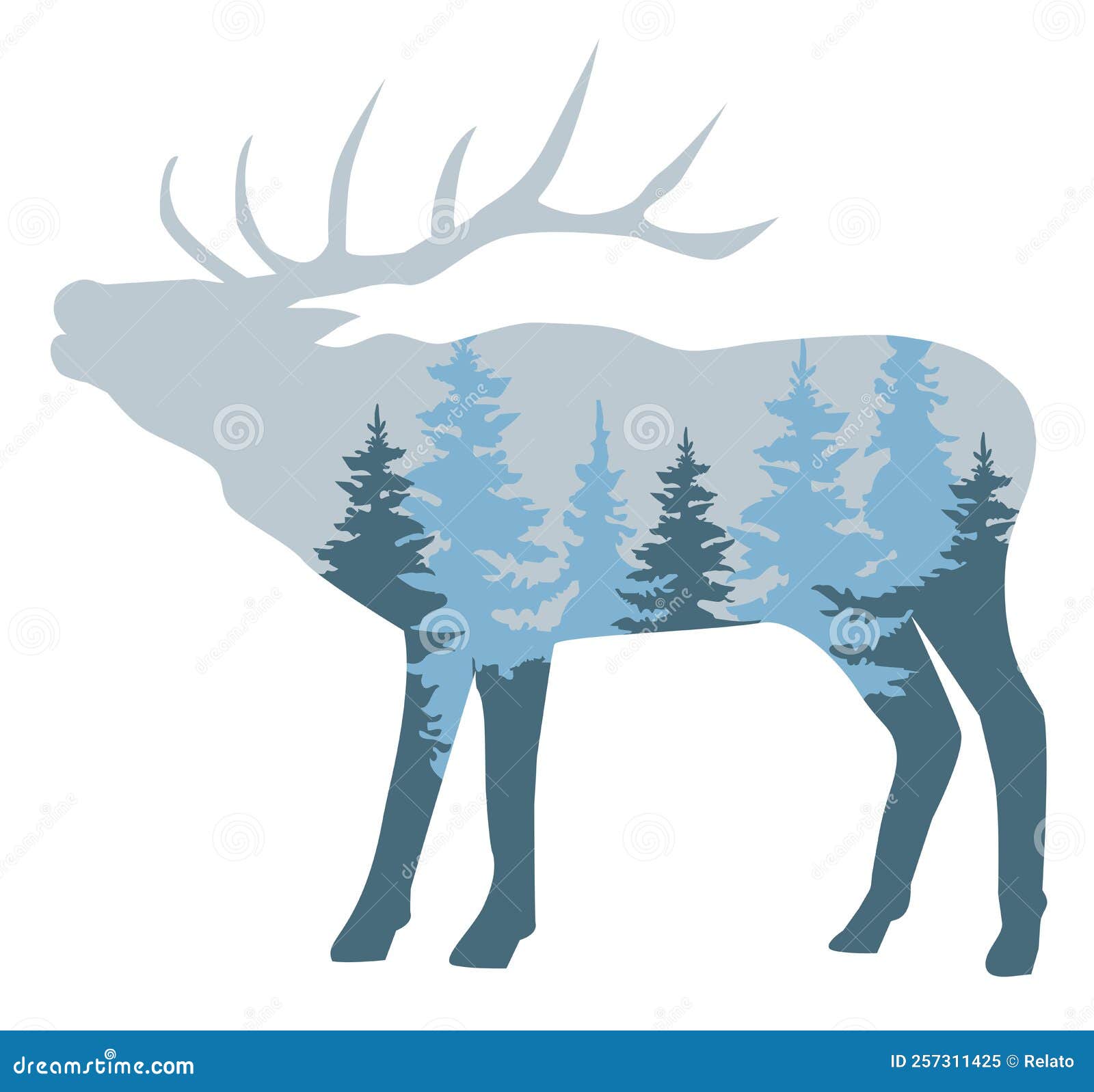 Vector Elk with Forest, Fantasy Art. Stock Vector - Illustration of ...