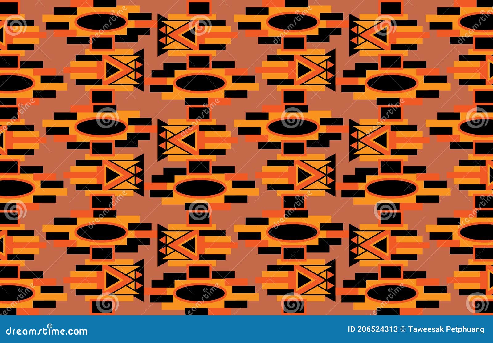 Ellipse Pattern with Polygonal Colors on an Orange-black Background ...