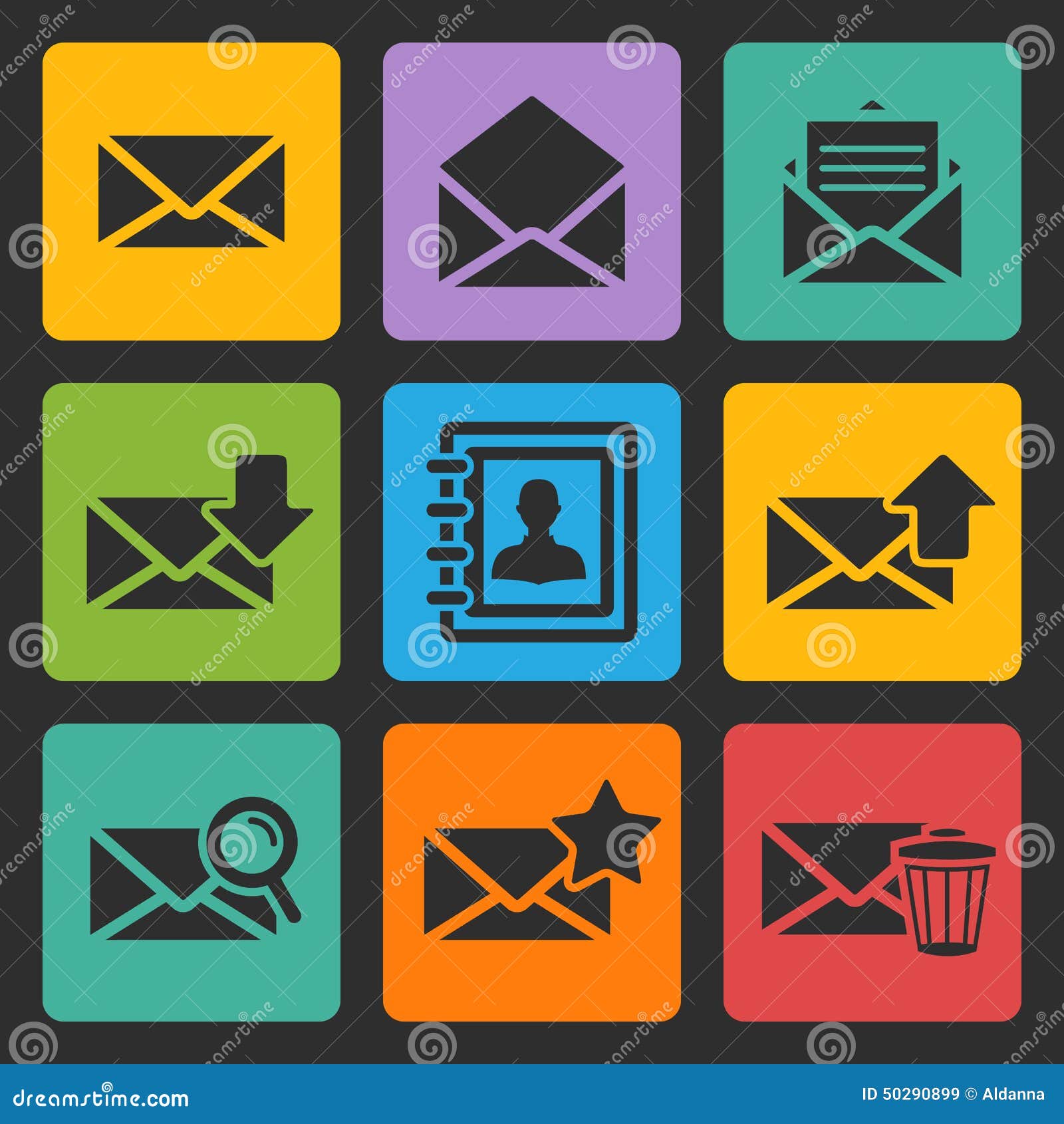 Vector Email Template With Envelope. Blue Background. | CartoonDealer ...