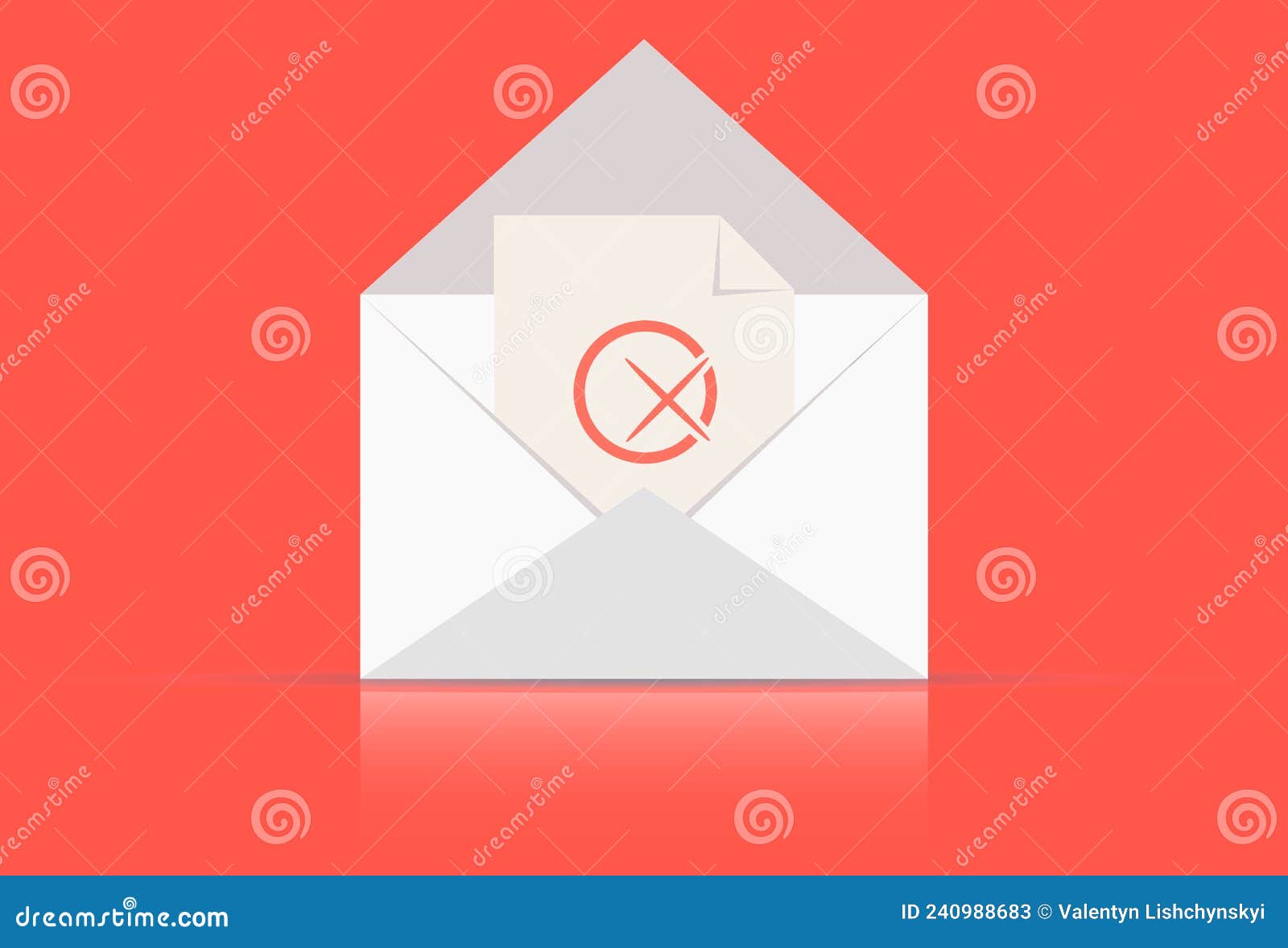 Vector Email Icon. Message Vector Symbol on Red Background. Message NO ...