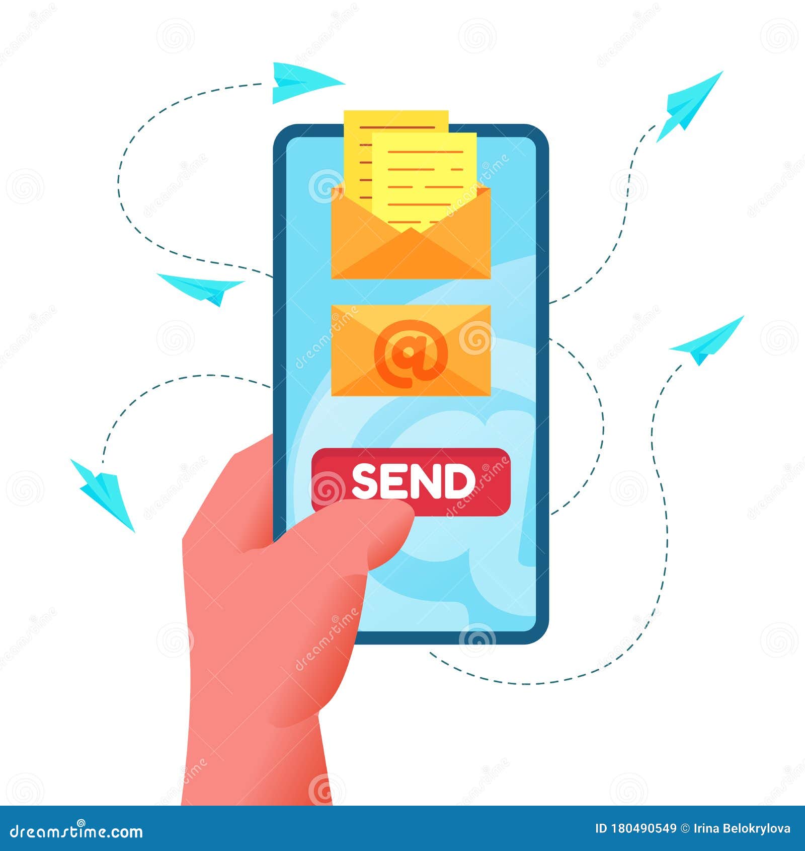 Vector Email Message Sending in Phone Screen Stock Vector ...